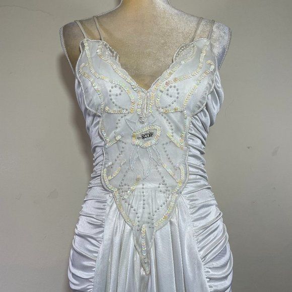 Vintage 80s Sexy White Jay Jacobs Ruched Bodycon Dress with Butterfly ...