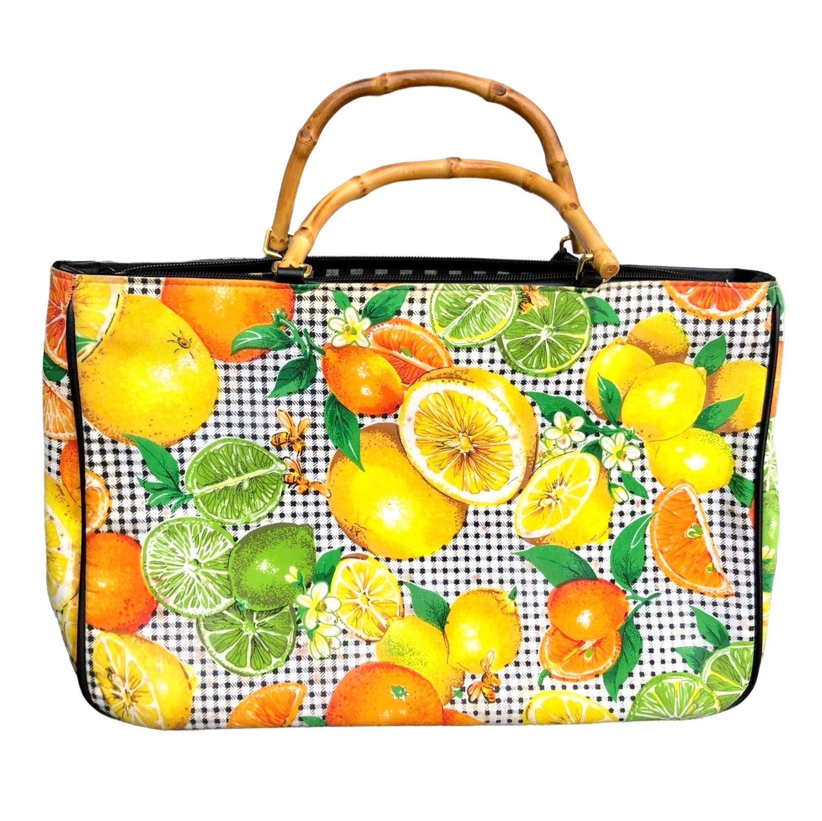Vintage Handbag Citrus Sequins Bamboo Handles Embellished by Prezzo ...