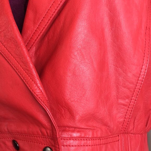 Vintage 80's/90's Red Cropped Leather Jacket by Winlit | Shop THRILLING