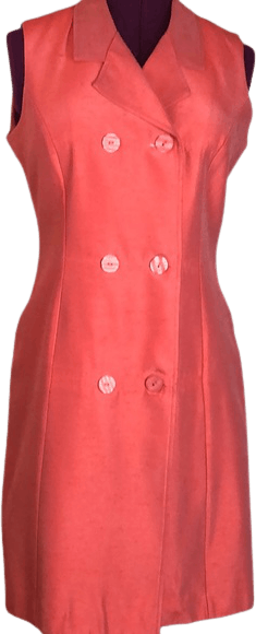 Vintage 80's/90's Coral Double Breasted Sleeveless Suit Dress by Dani ...