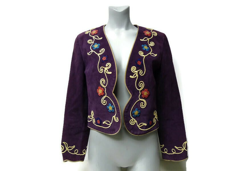 Vintage Phoenix USA Frontier Collection embroidered & beaded suede ...