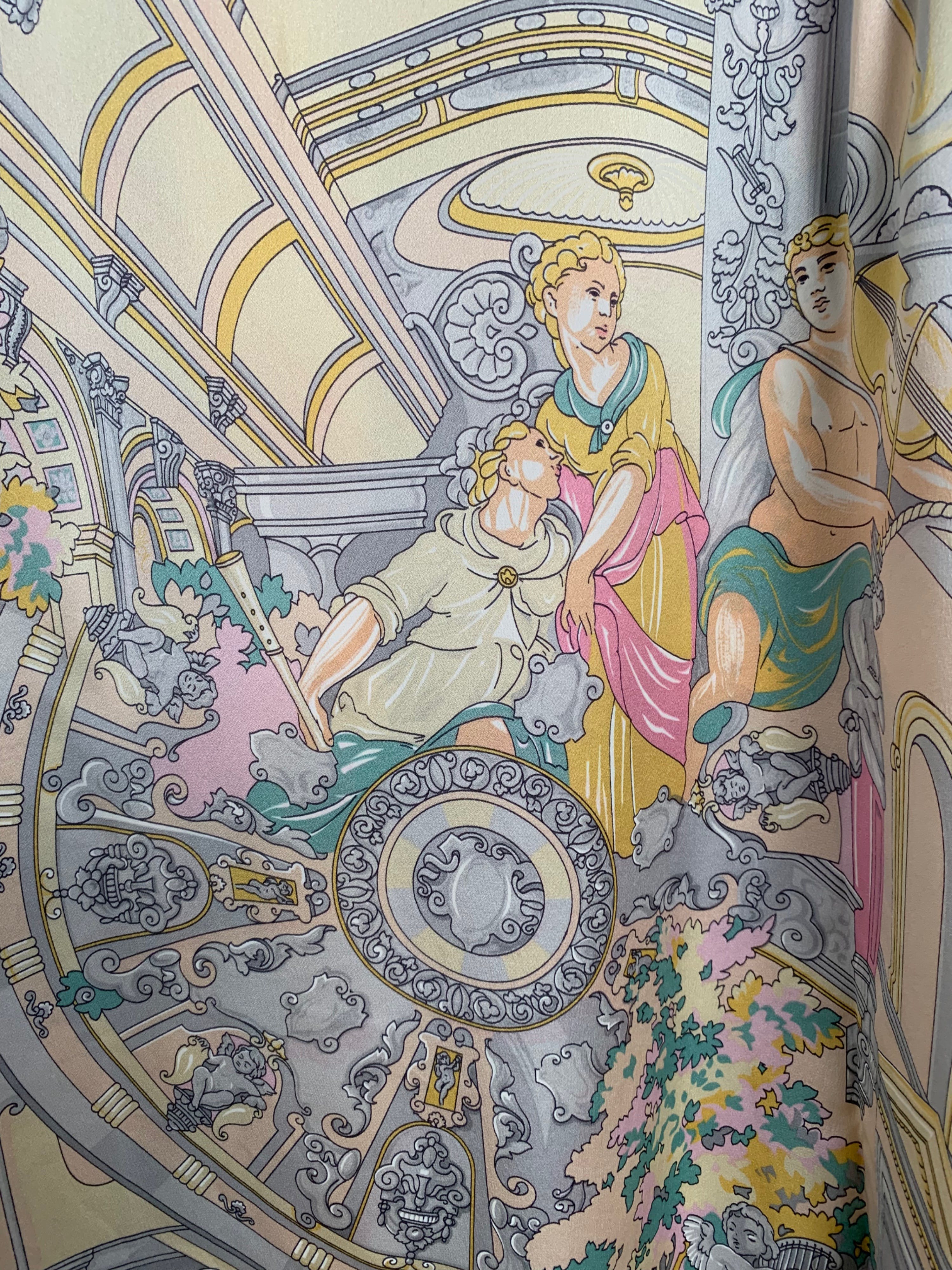 Vintage 80’s Cherub Statue Print Pastel 100% Silk Blouse by Escada ...