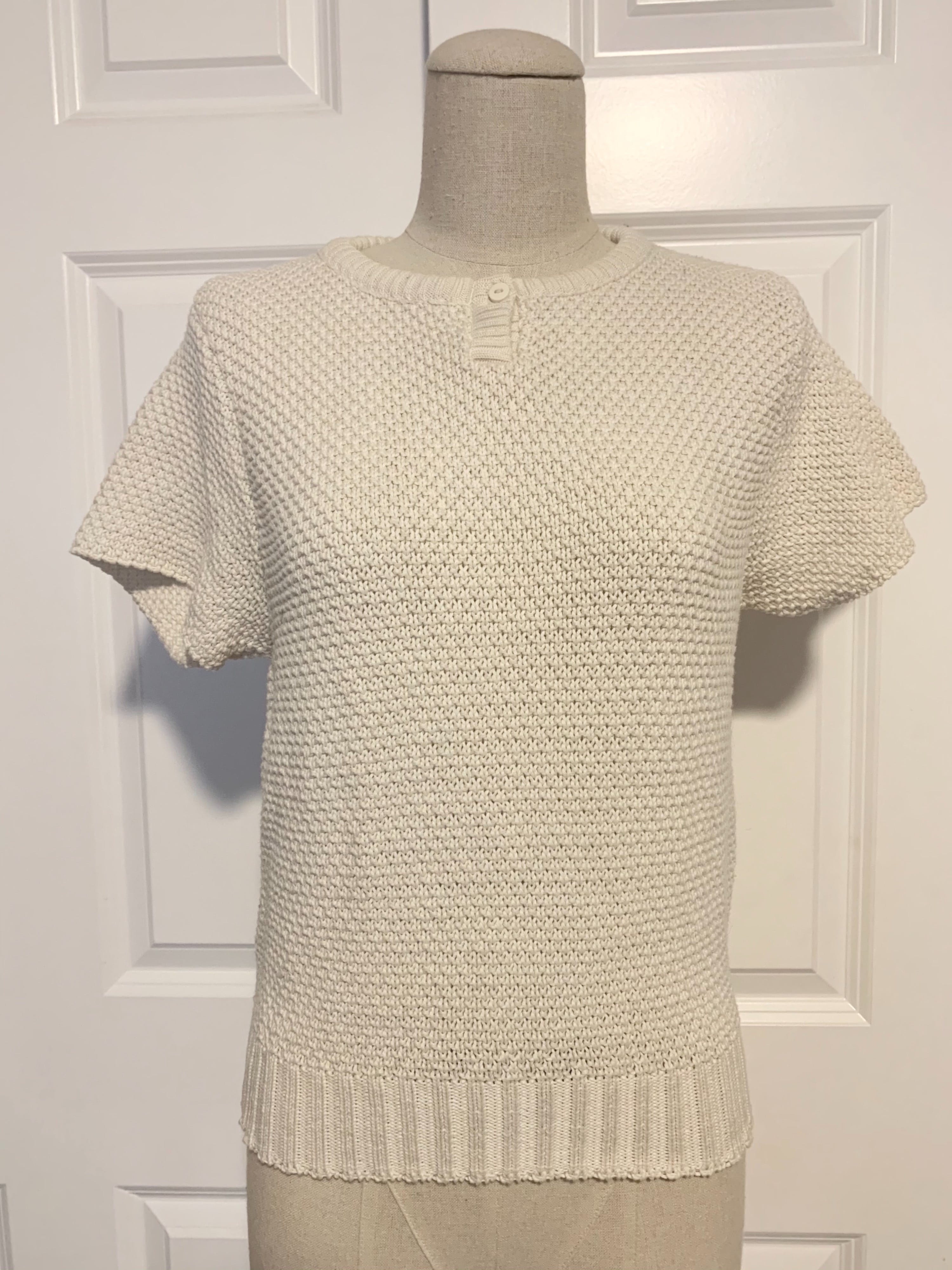 Vintage 80’s Cream Button Short Sleeve Sweater by Hi-Octane | Shop ...