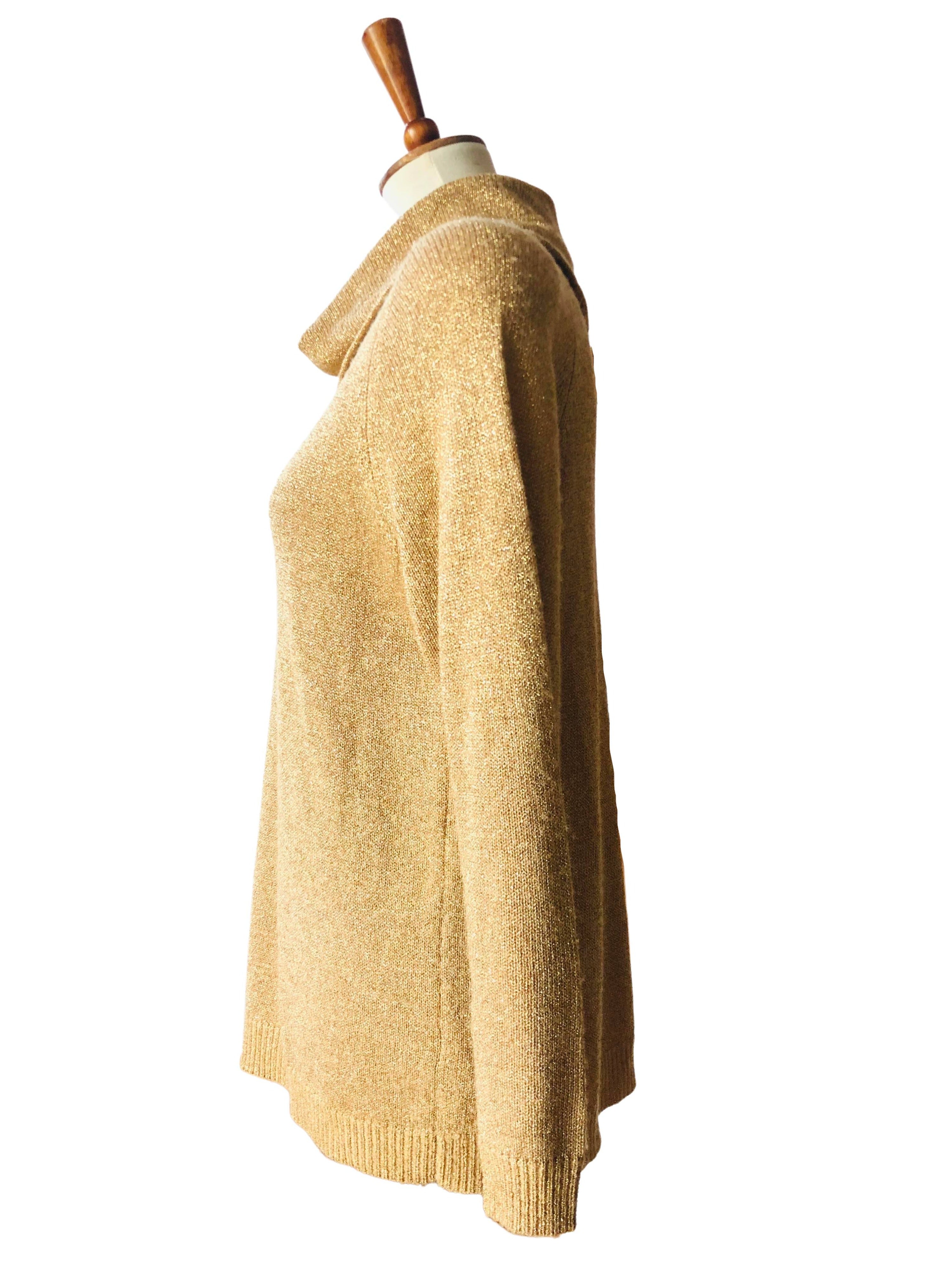 Vintage 80s Gold Lurex Turtleneck Sweater | Shop THRILLING