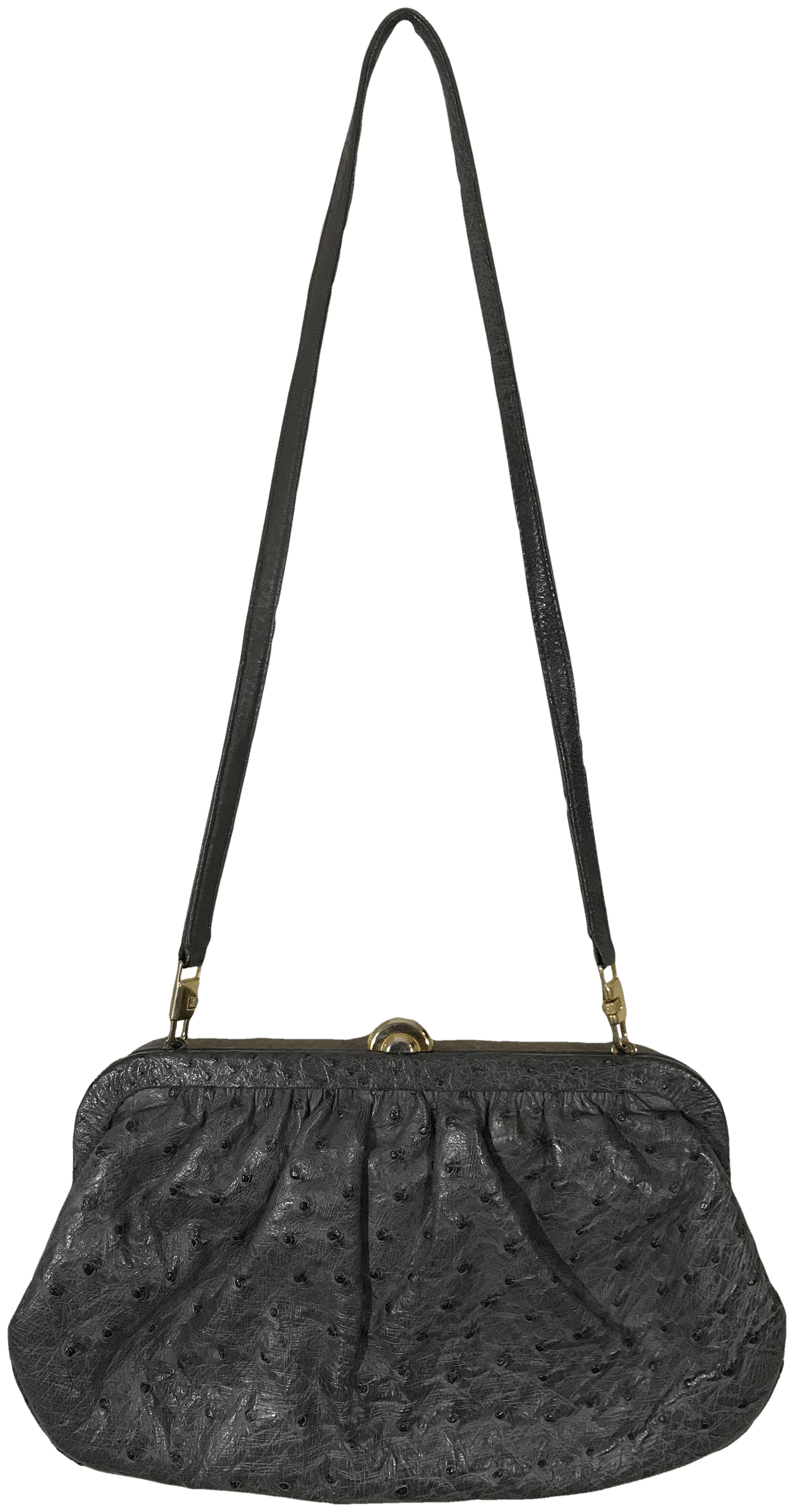 Vintage 80's Gray Leather Clamshell Purse | Shop THRILLING