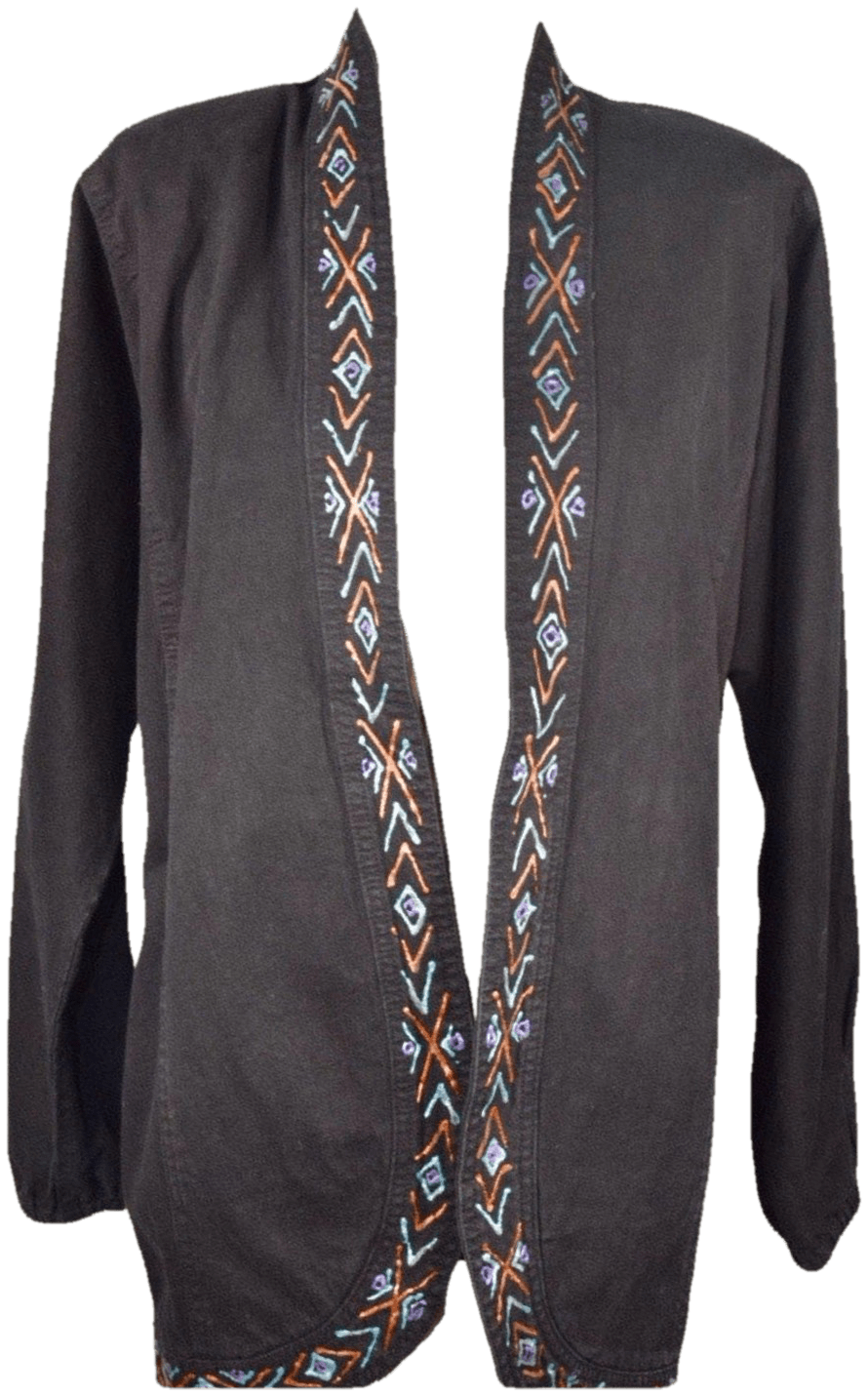 Vintage 80's Hand Painted Black Denim Jacket by Sundance | Shop THRILLING