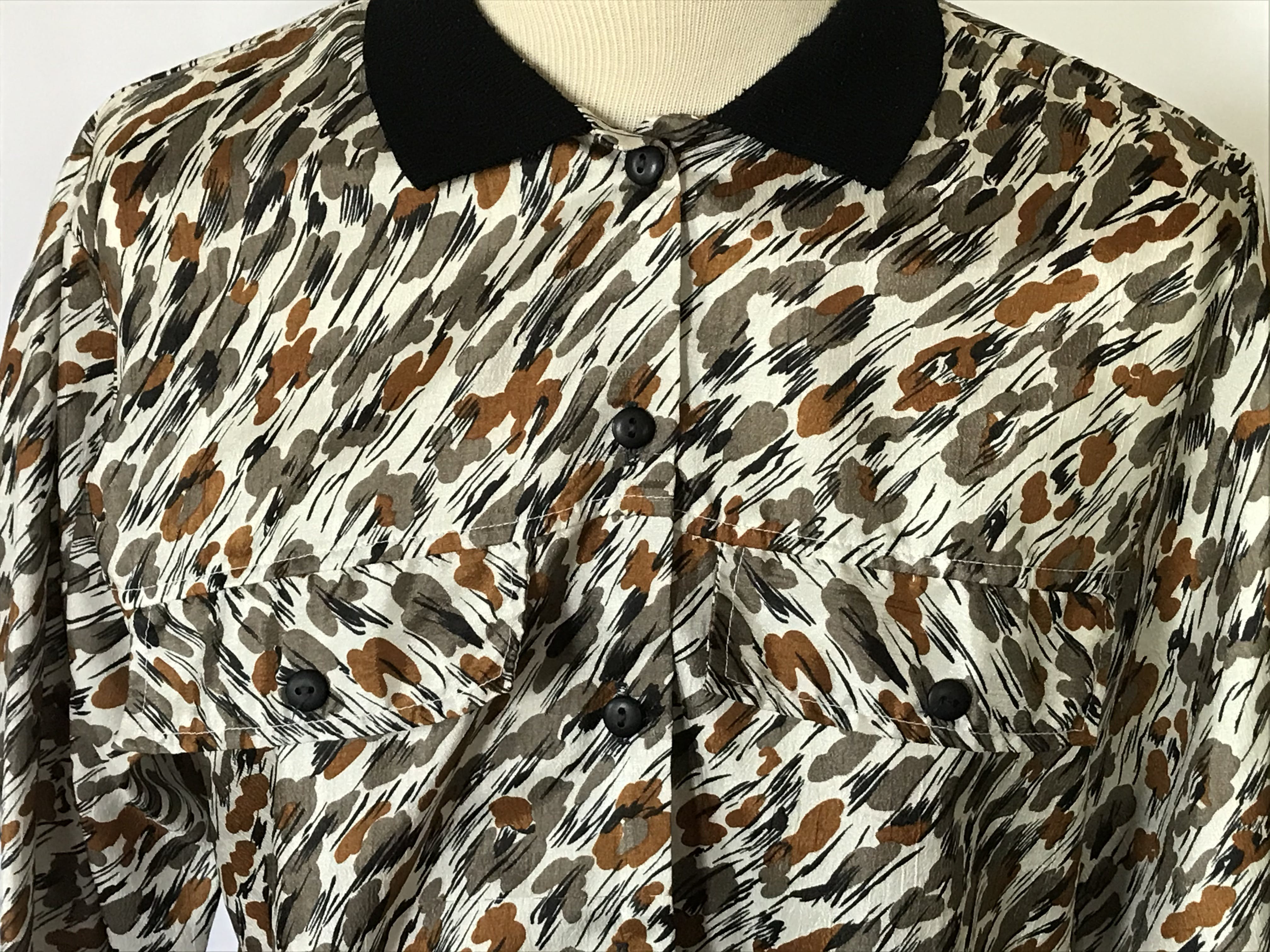 Vintage 80's Long Sleeve Abstract Design Shirt with Waistband and ...