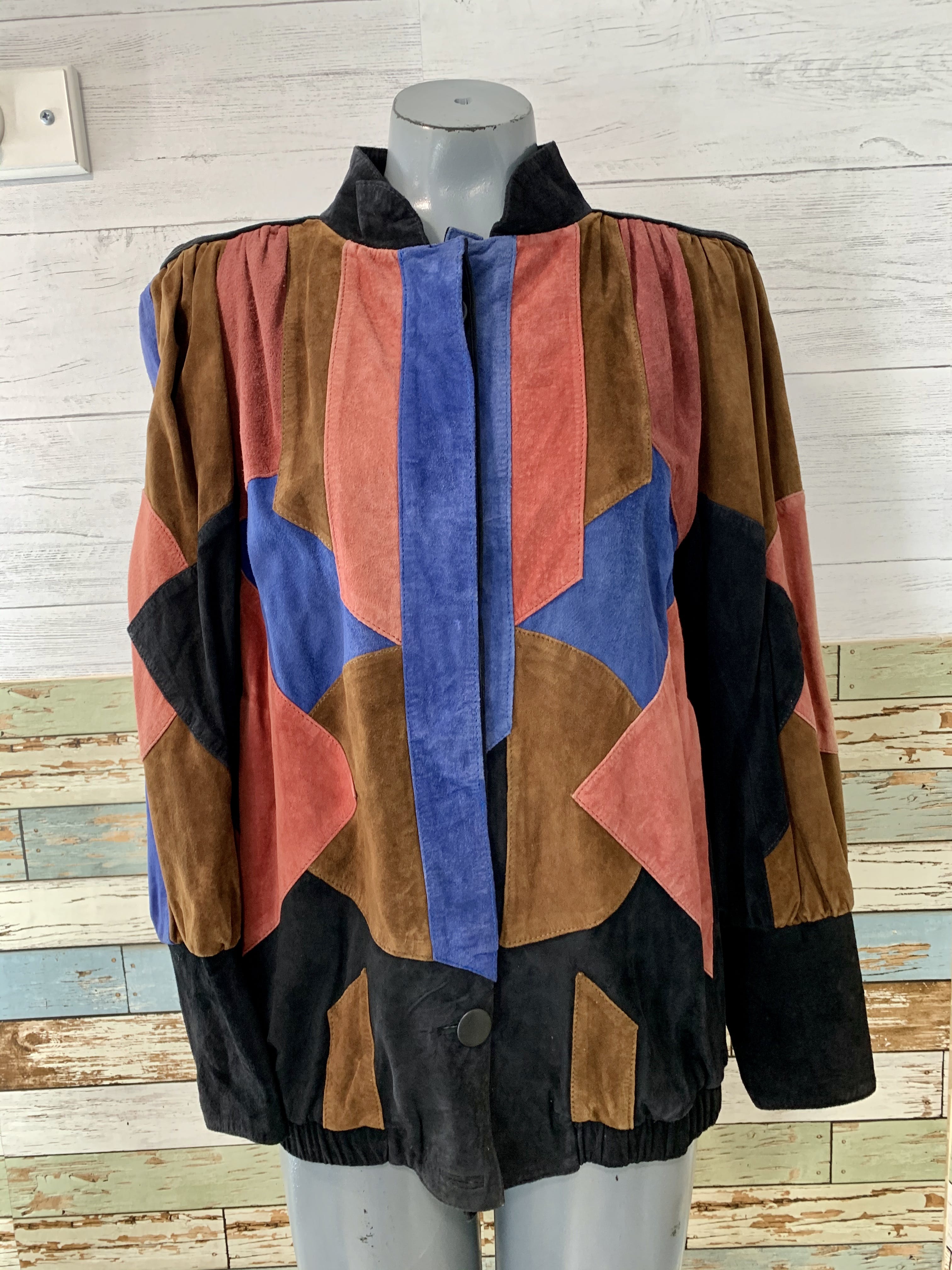 Vintage 80's Multicolor Suede Patchwork Jacket | Shop THRILLING