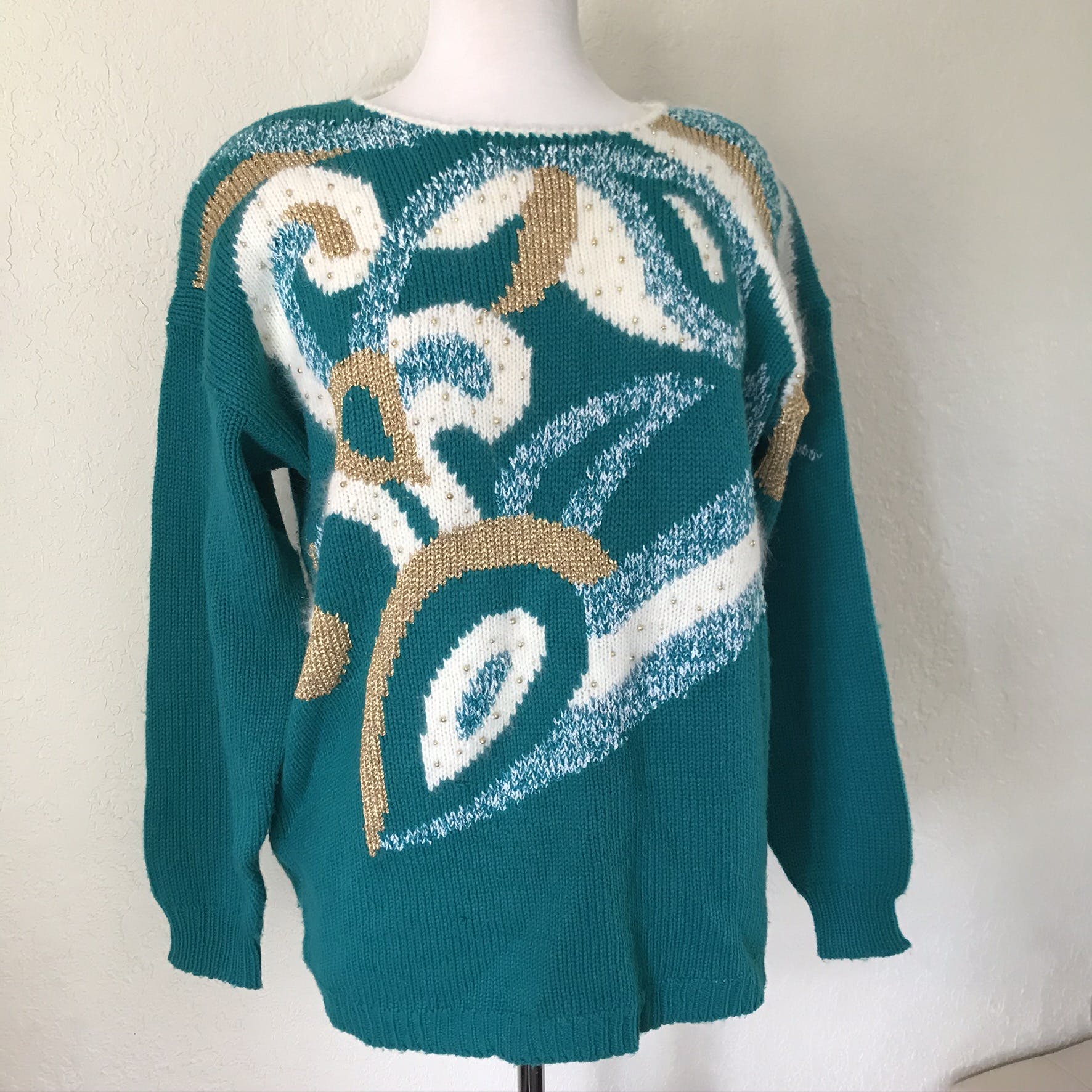 Vintage 80’s Patterned Beaded Sweater | Shop THRILLING