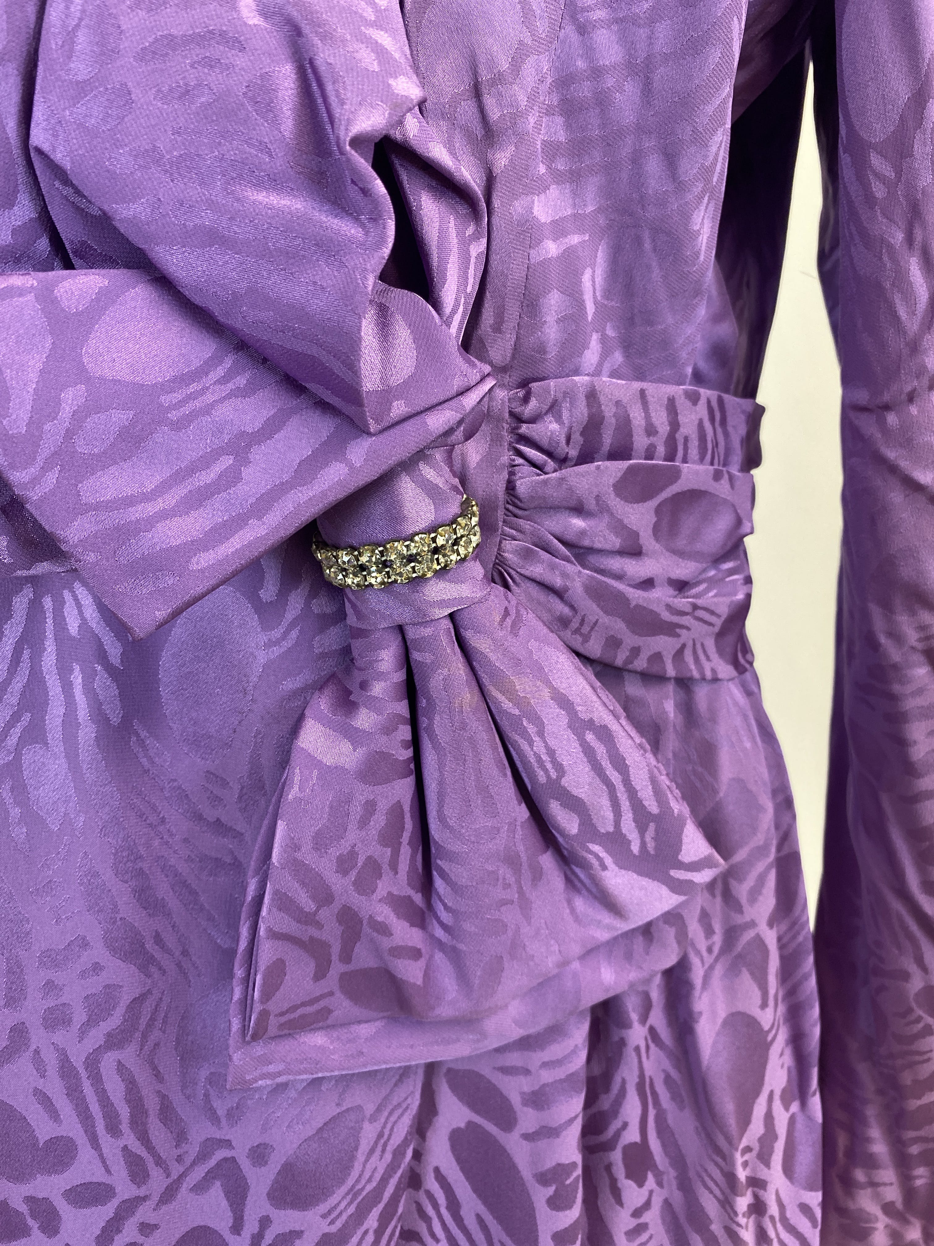 Vintage 80's Purple Geometric Print Dress with Purple Bow by Rimini ...