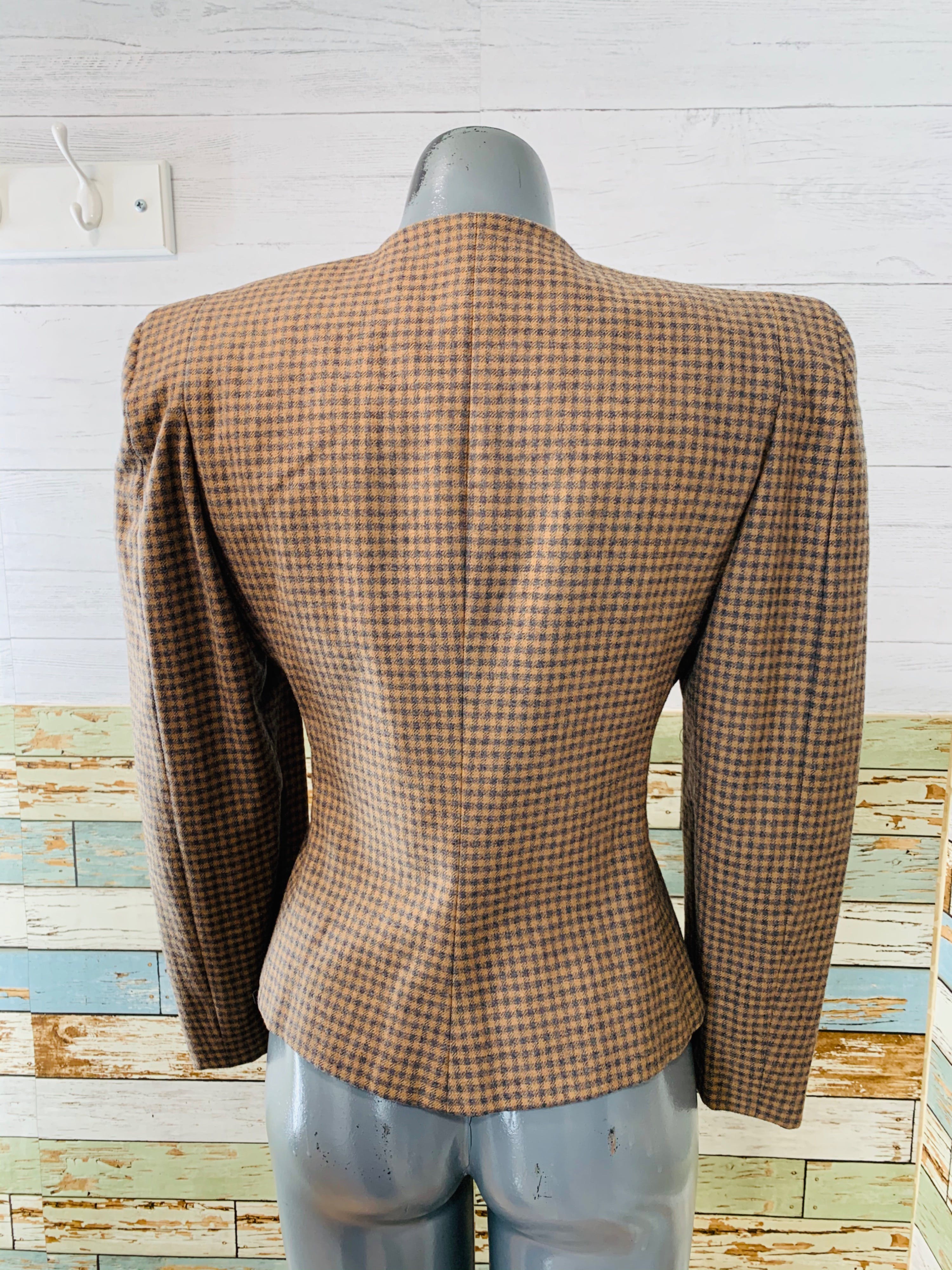Vintage 80's Suit Jacket with Ruffle Side Detail by Carolina Herrera ...