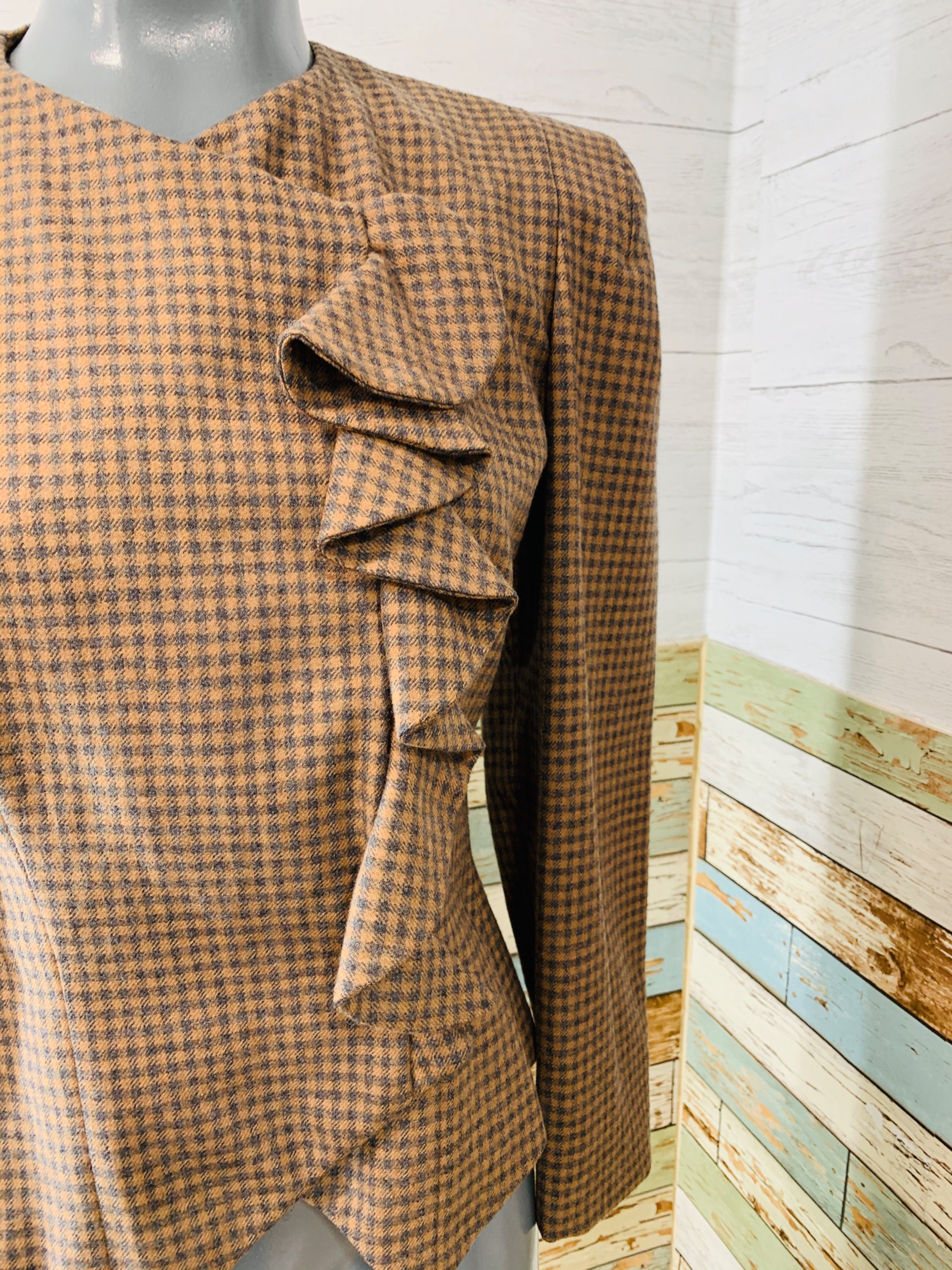 Vintage 80's Suit Jacket with Ruffle Side Detail by Carolina Herrera ...