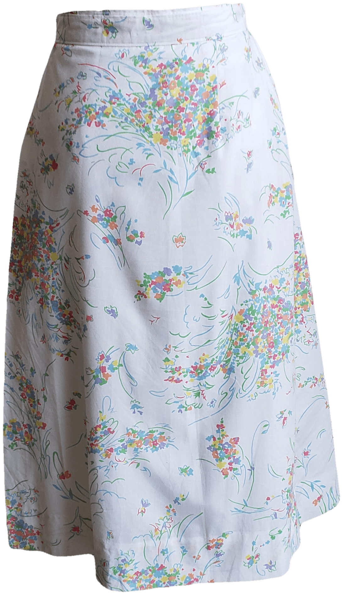 Vintage 80's White Skirt with Bright Floral Pattern | Shop THRILLING