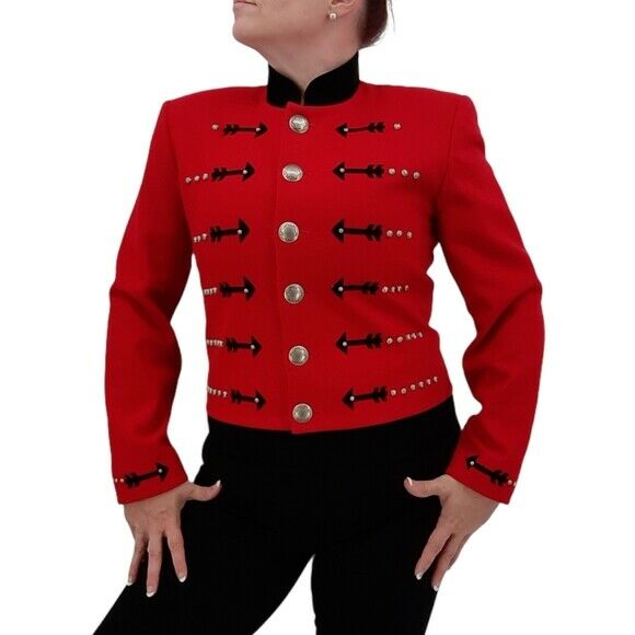 Vintage 80’s Red Black Cropped Wool Western Concho Arrows Jacket by BMW ...