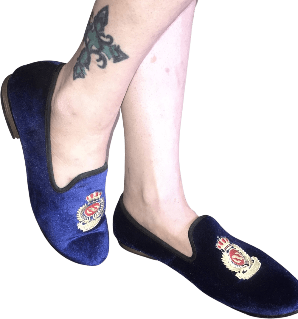 Vintage 90's Blue Velvet Royal Crest Shoes by Journey West | Shop THRILLING