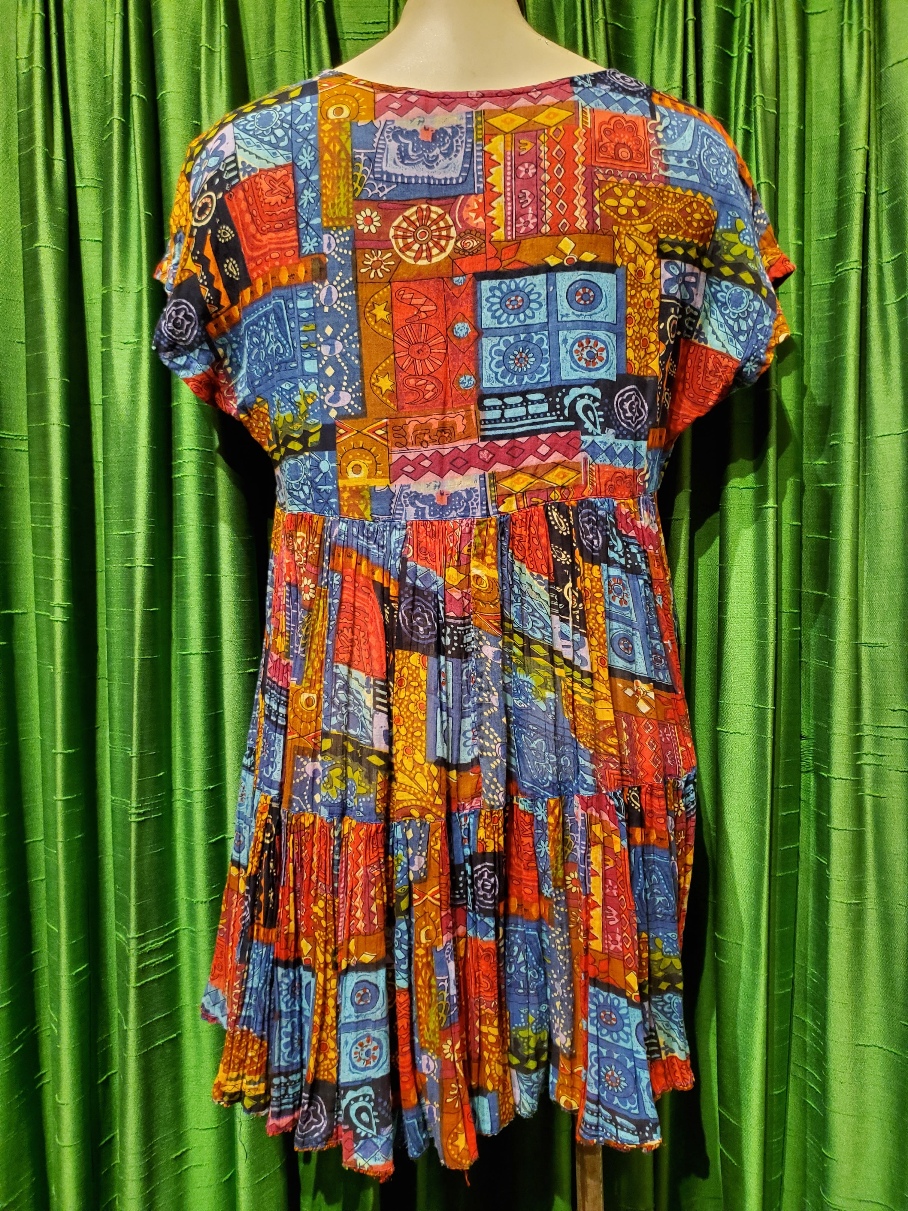 Vintage 90's Bright Indian Cotton Grunge Revival Dress by Erika Taylor ...