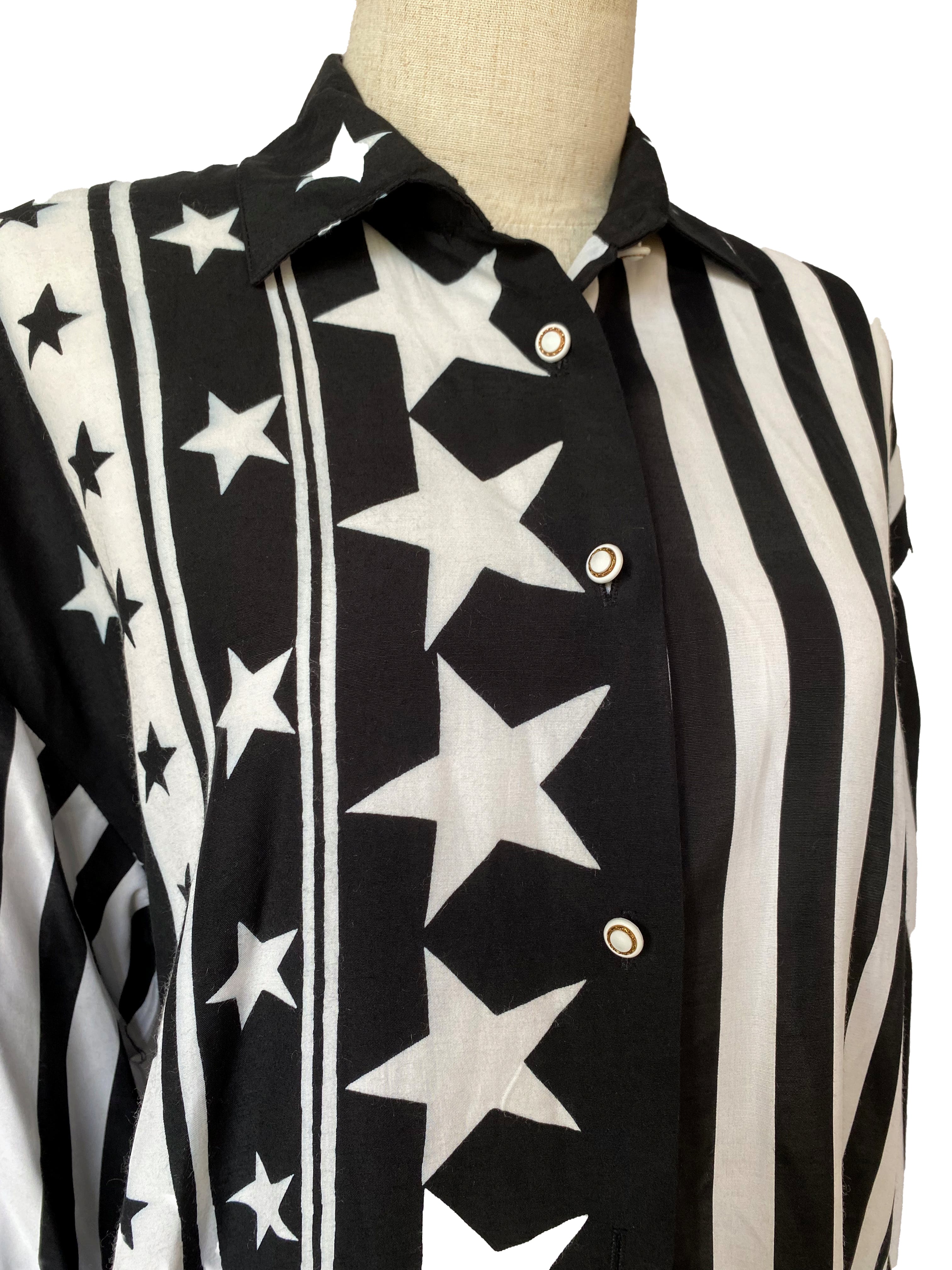 Vintage 90’s Button Down with Stars and Stripes Pattern | Shop THRILLING