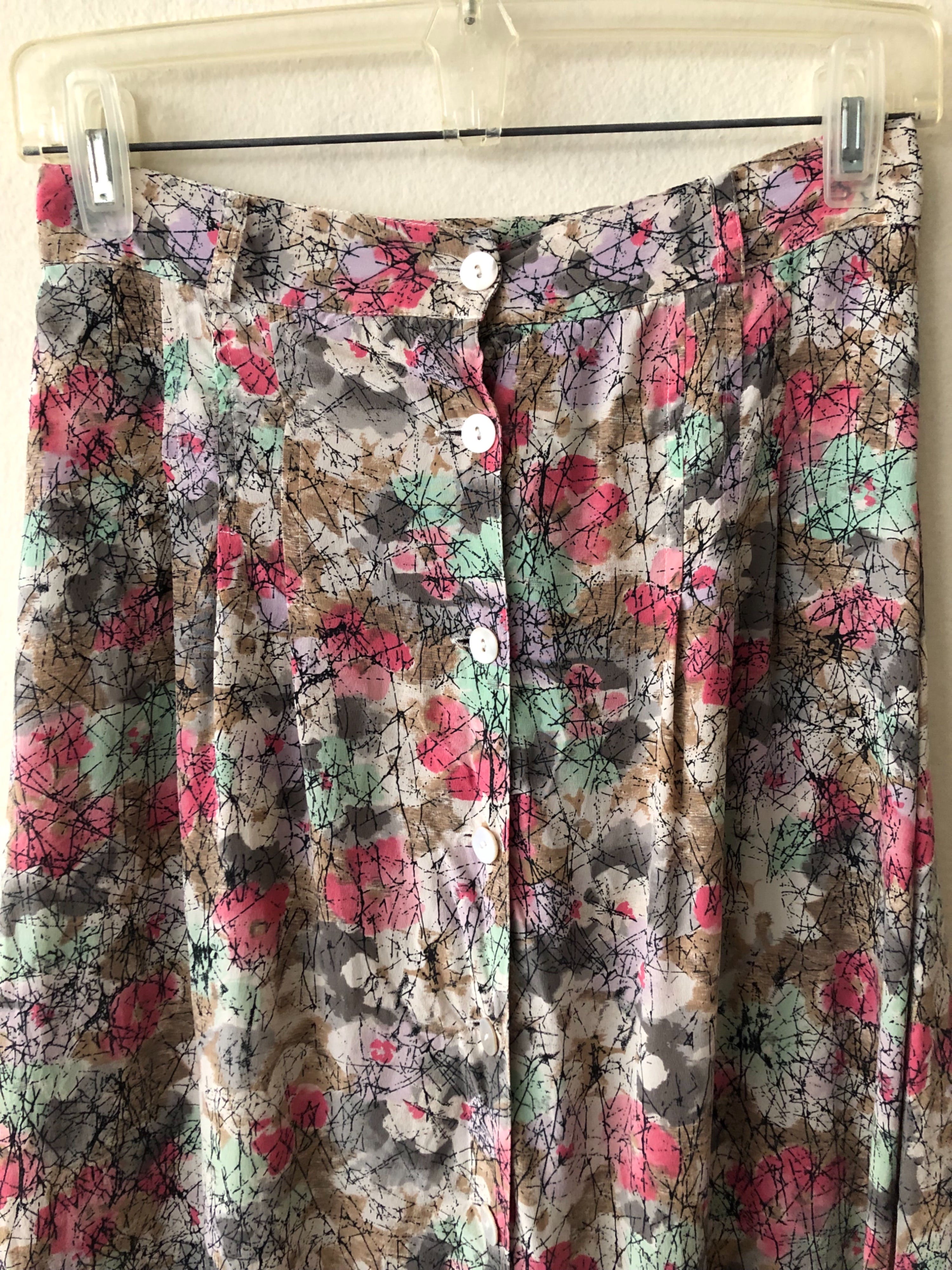 Vintage 90s Cottage/grannycore Floral Silk Maxi Skirt By Balla ...