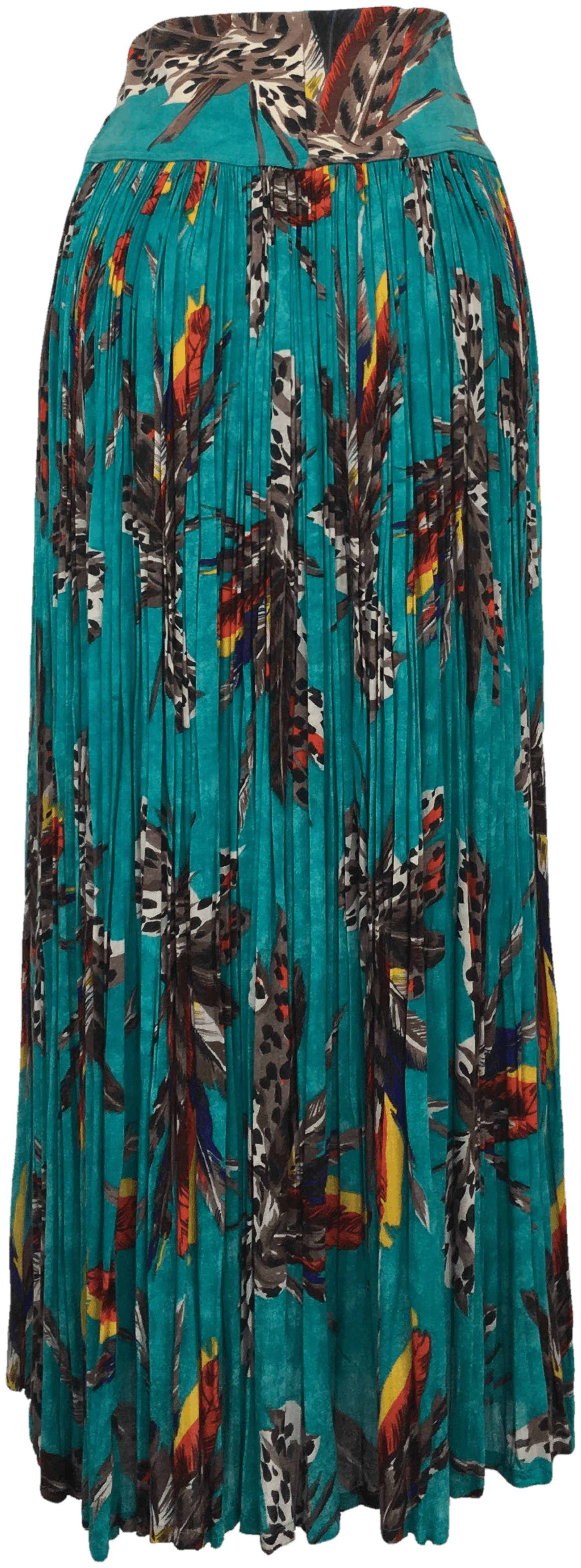 Vintage 70's Feather Print Pleated Maxi Skirt by J. Garella | Shop ...
