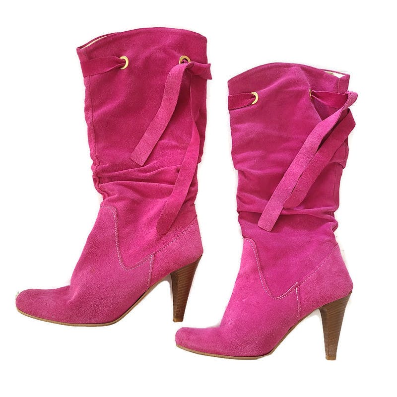Vintage 90's Hot Pink Suede Boots | Shop THRILLING