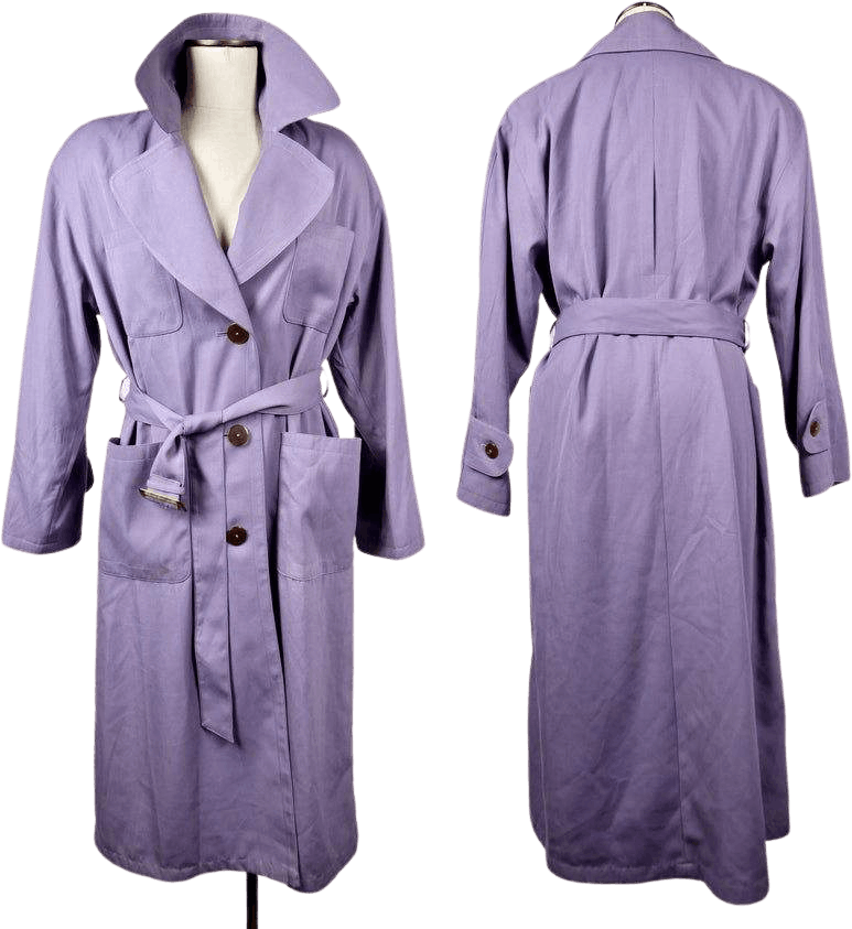 Vintage 90's Lavender Lilac Trench Coat with Belt by Kasper | Shop ...