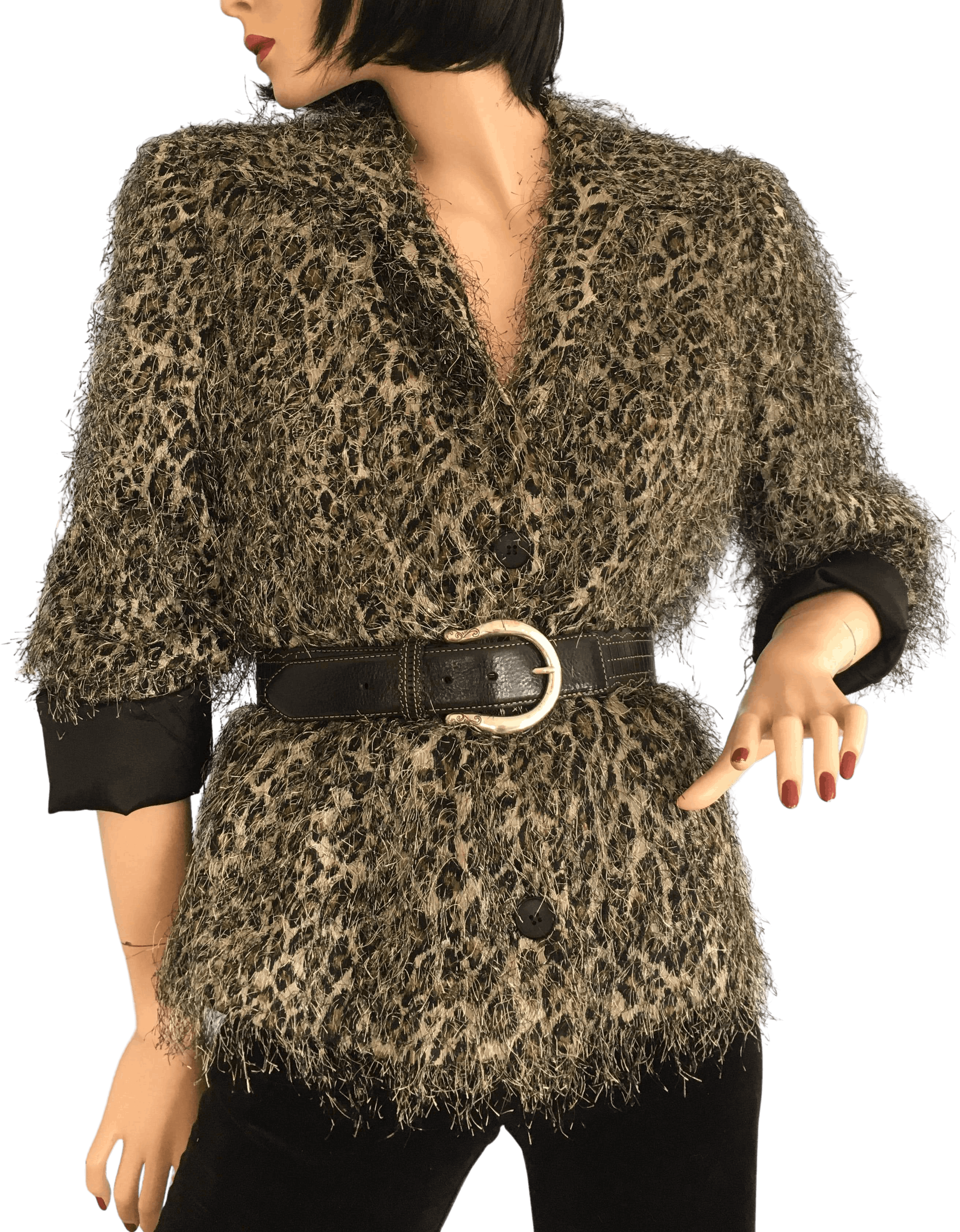 Vintage 90’s Leopard Print Fuzzy Jacket by Town & Travel | Shop THRILLING