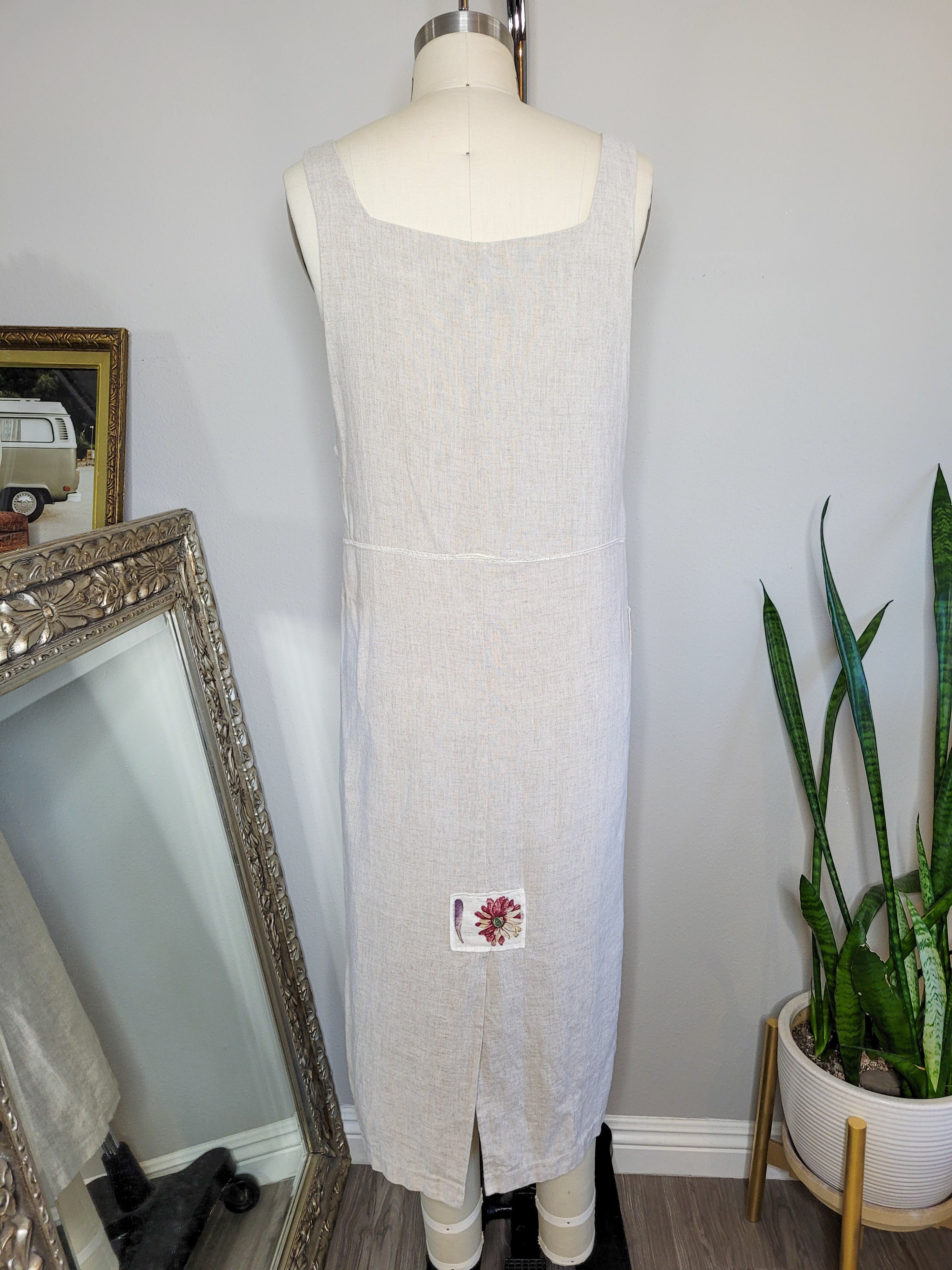 Vintage 90’s Off White Linen Tank Overall Dress by Phyllis Maxx | Shop ...