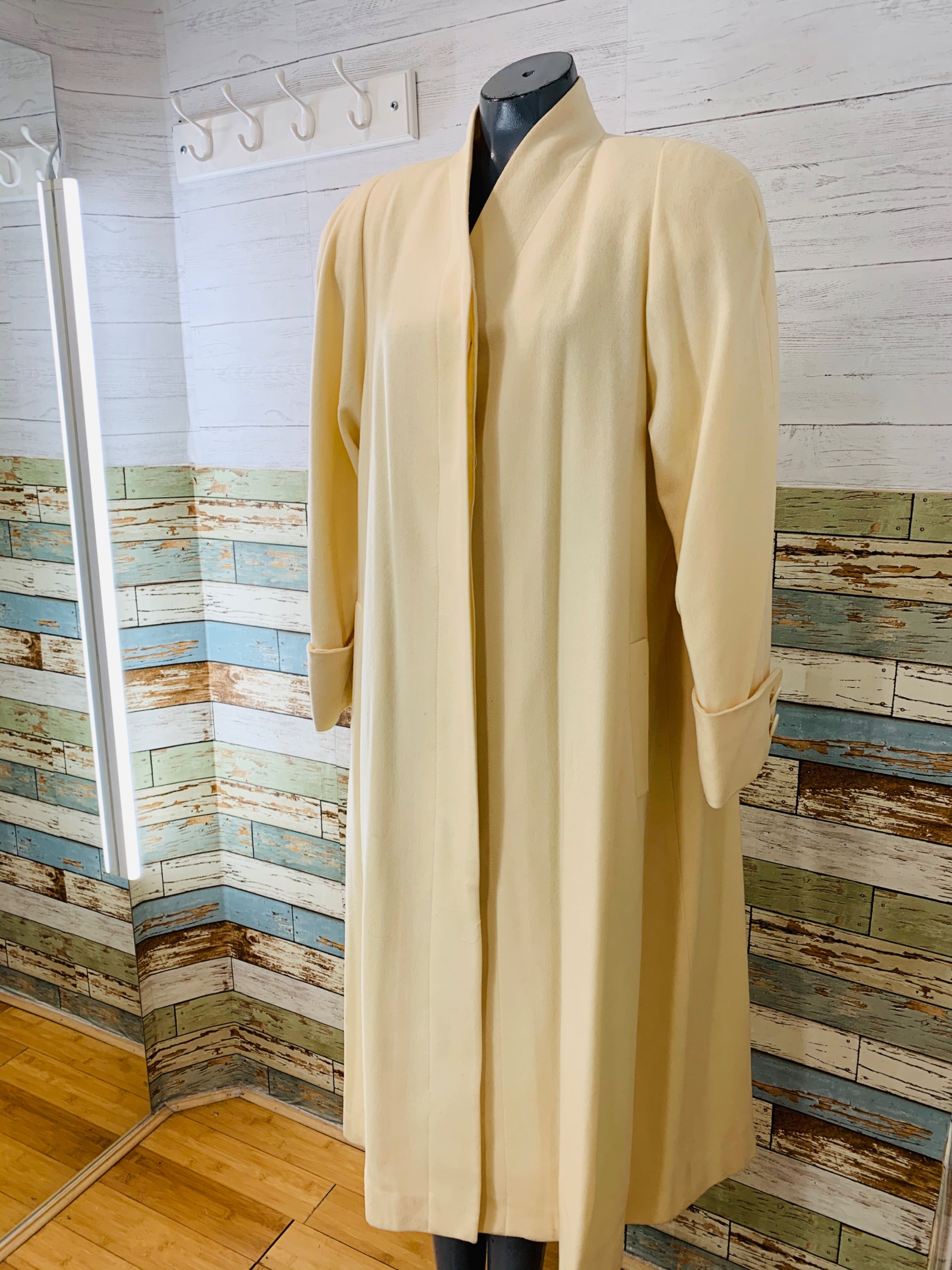 Vintage 90's Light Beige Long Wool Swing Coat by Bert Newman | Shop ...
