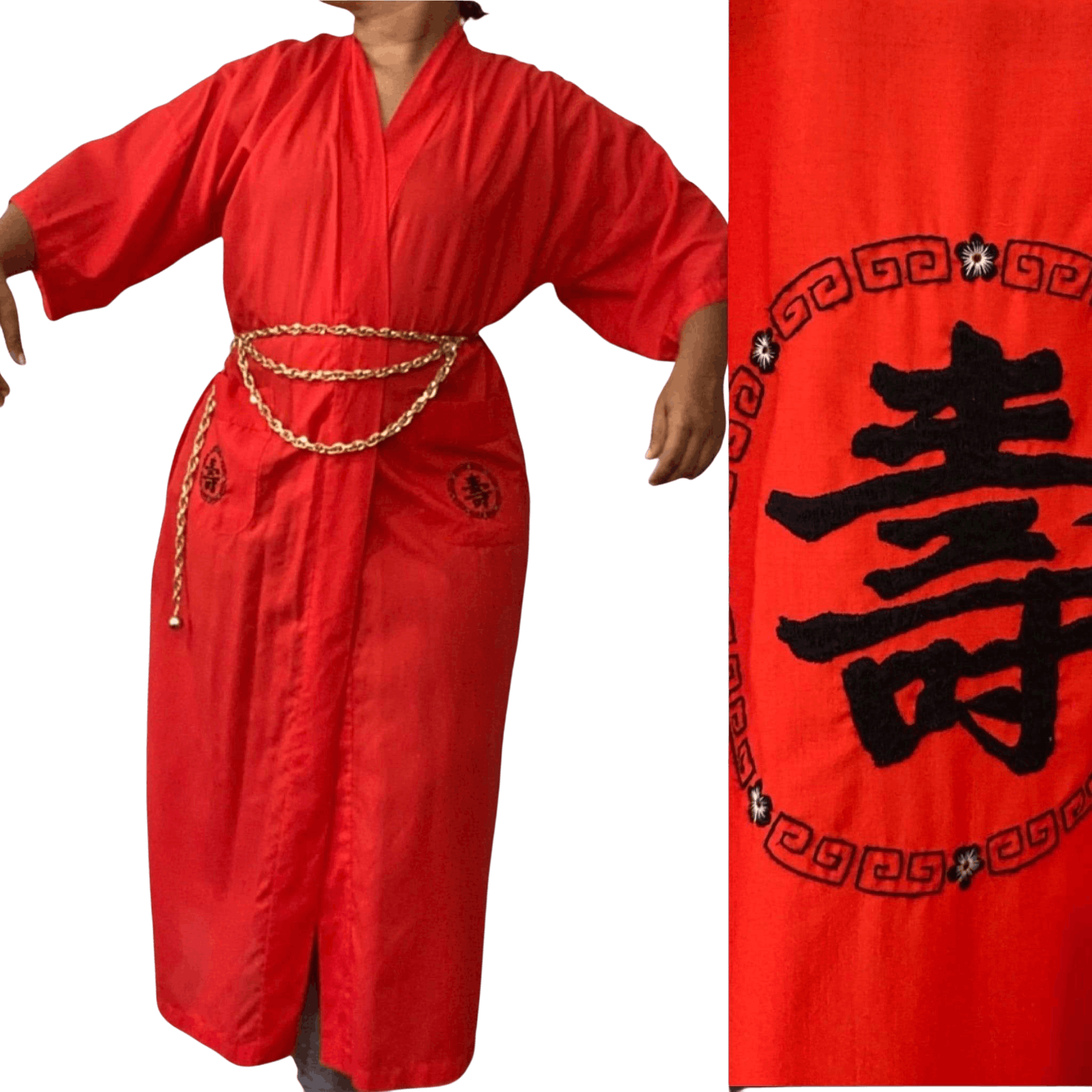 90’s Vintage Open Front Red Robe | Shop THRILLING