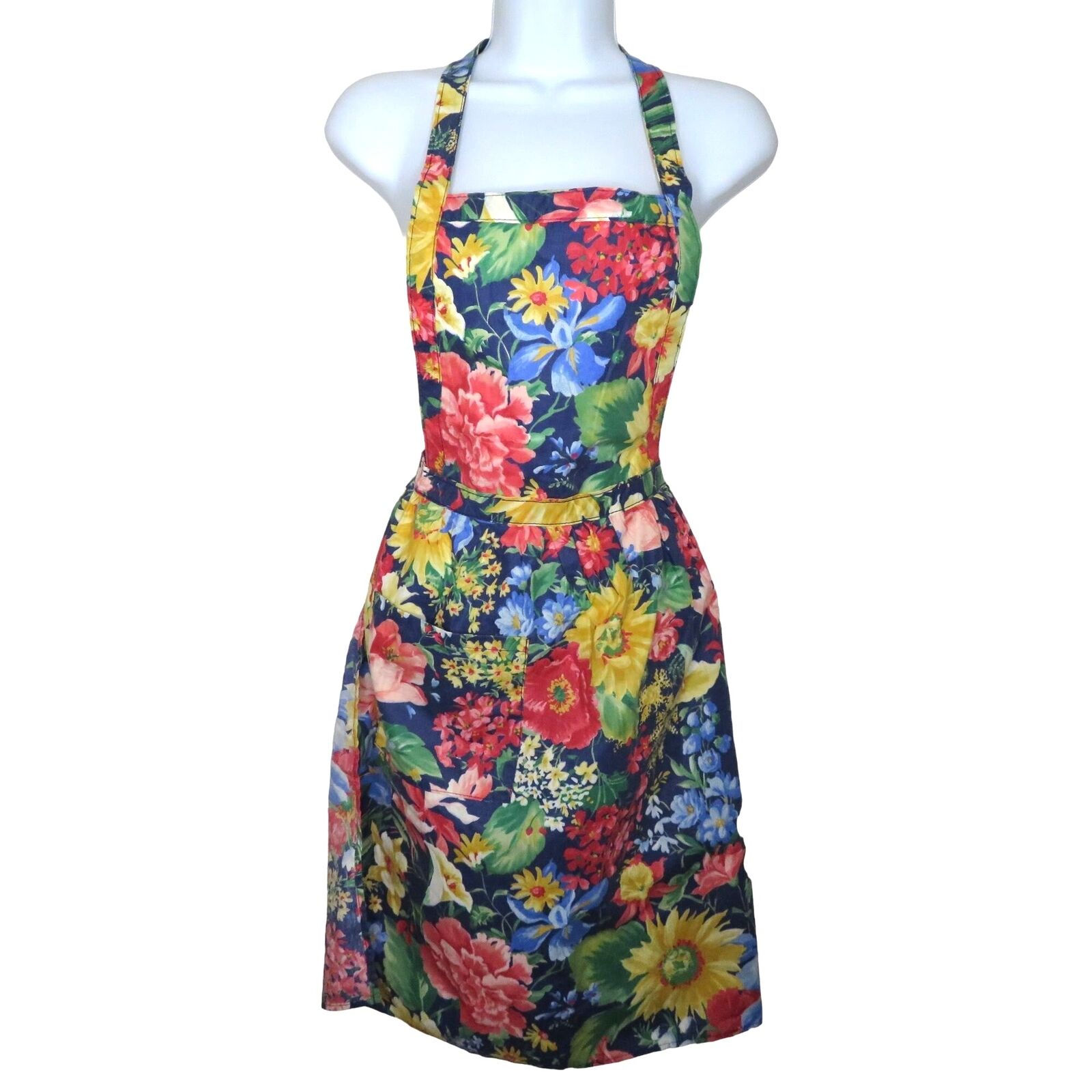 Vintage 60s Floral Bib Apron Pocket Baking Apron Made In Usa by Now De ...