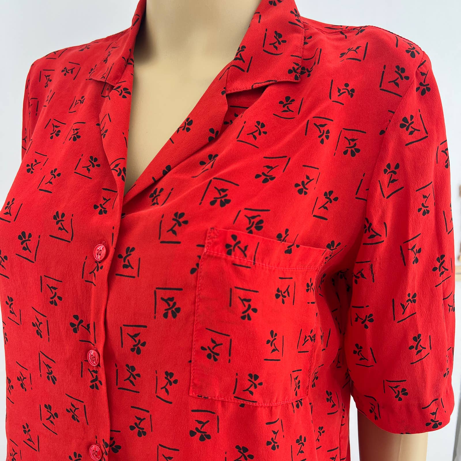 Vintage Carole Little 80s Red Floral 100% Silk Skirt Suit Set by Carole ...