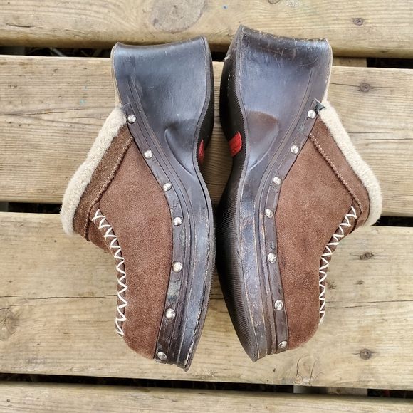 Vintage 90s 00s Moc Toe Brown Leather Heel Platform Wedge Mules by Mudd ...