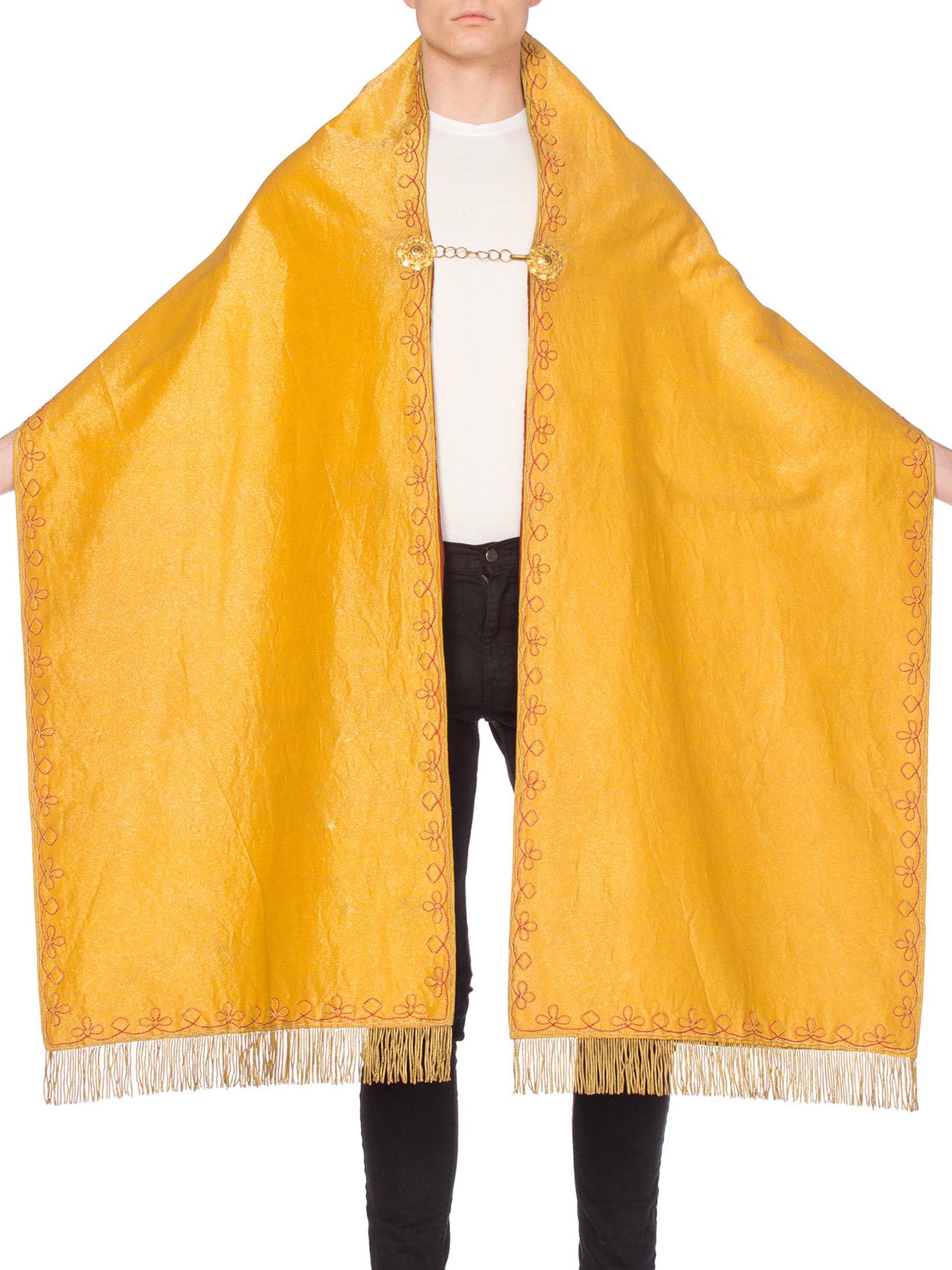 Vintage Victorian Gold and Cotton Embroidered Catholic Mantle Cape with ...
