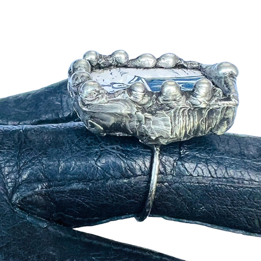 Holland Scene Ceramic Vintage Tile Ring Repurposed and Soldered Size 7 ...