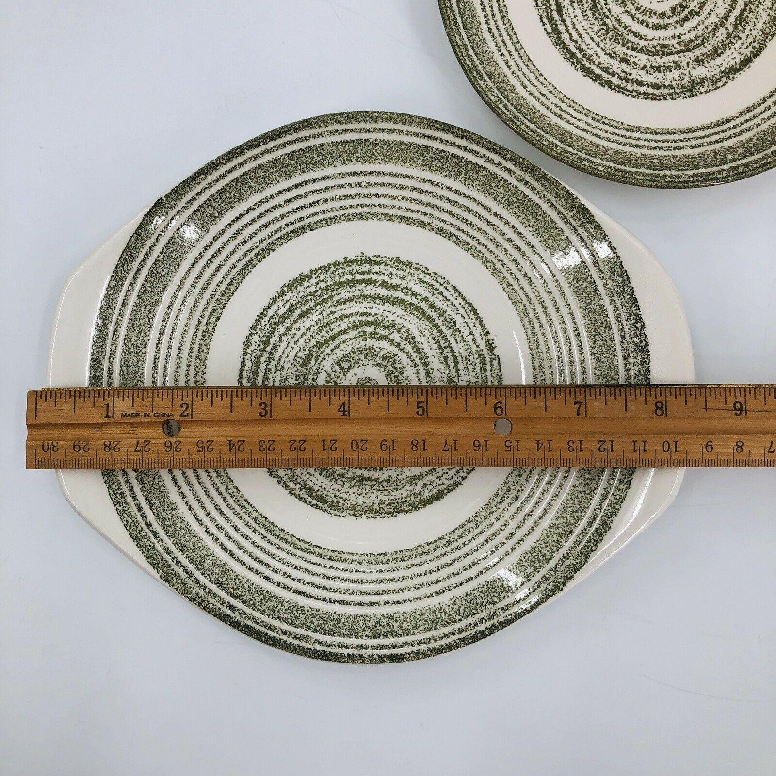 Vintage El Verde Green Spiral Ironstone Dessert and Handled Plates by ...