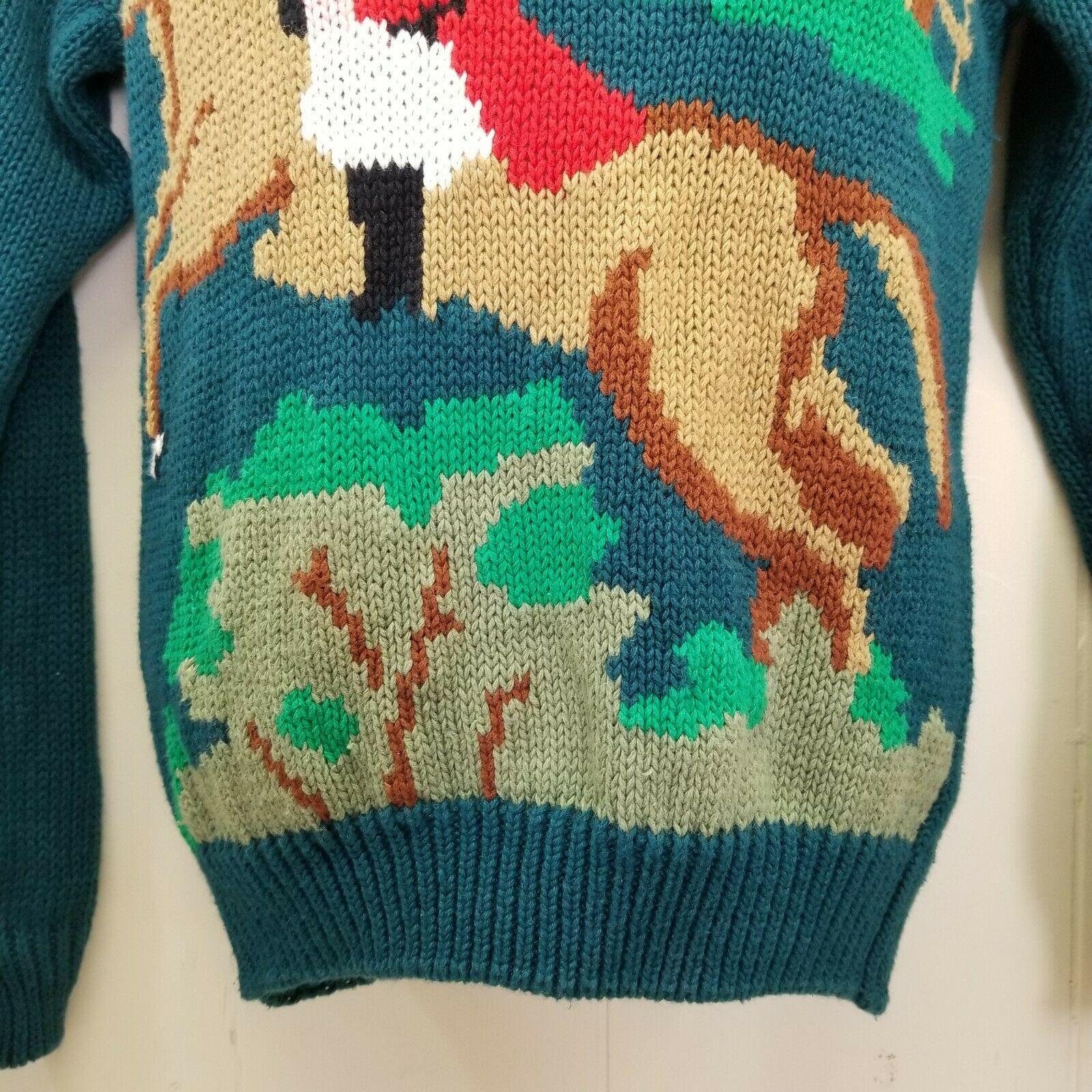 Vintage Green Cozy Hand Knit Equestrian Fox Hunt Sweater by Windcrest ...