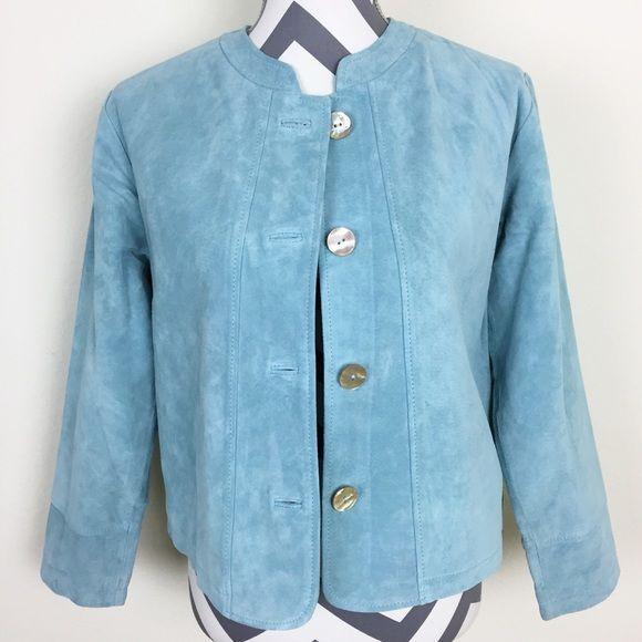 Vintage Baby Blue Suede Leather Jacket by David Dart | Shop THRILLING