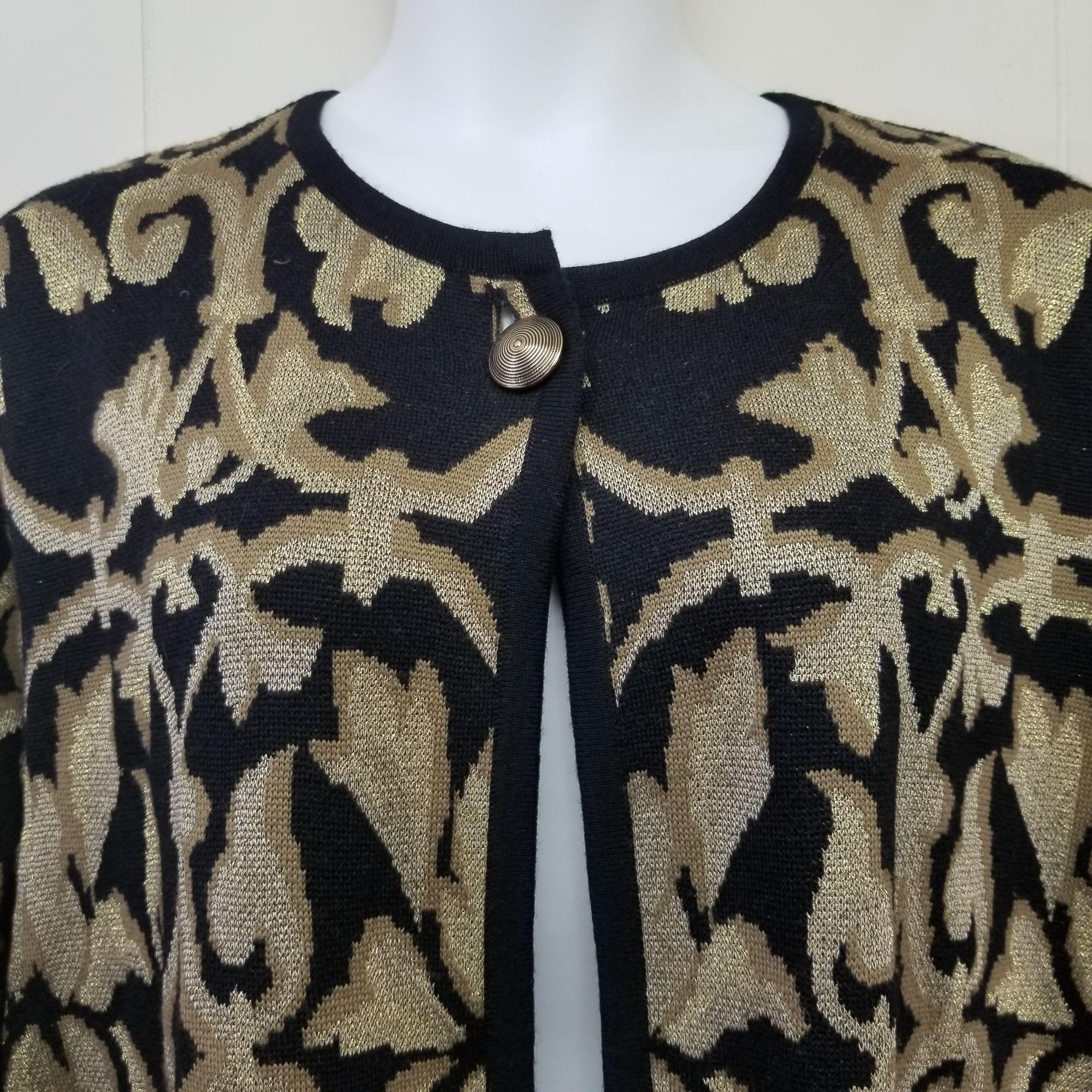 Vintage Black Gold Wool Long Sleeves Oversized Sweater by Peter Nygard ...