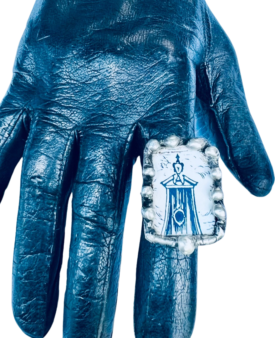 Holland Scene Ceramic Vintage Tile Ring Repurposed and Soldered Size 7 ...