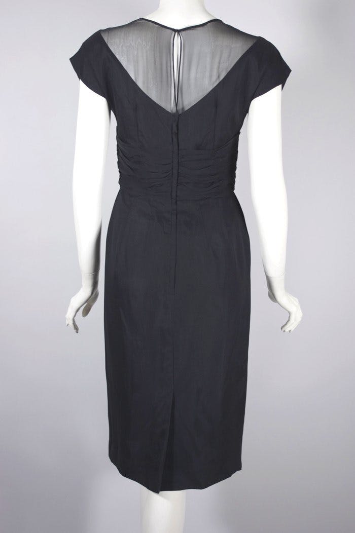 Vintage 50’s Illusion Bodice Black Chiffon Dress by Jay Original, Mel ...