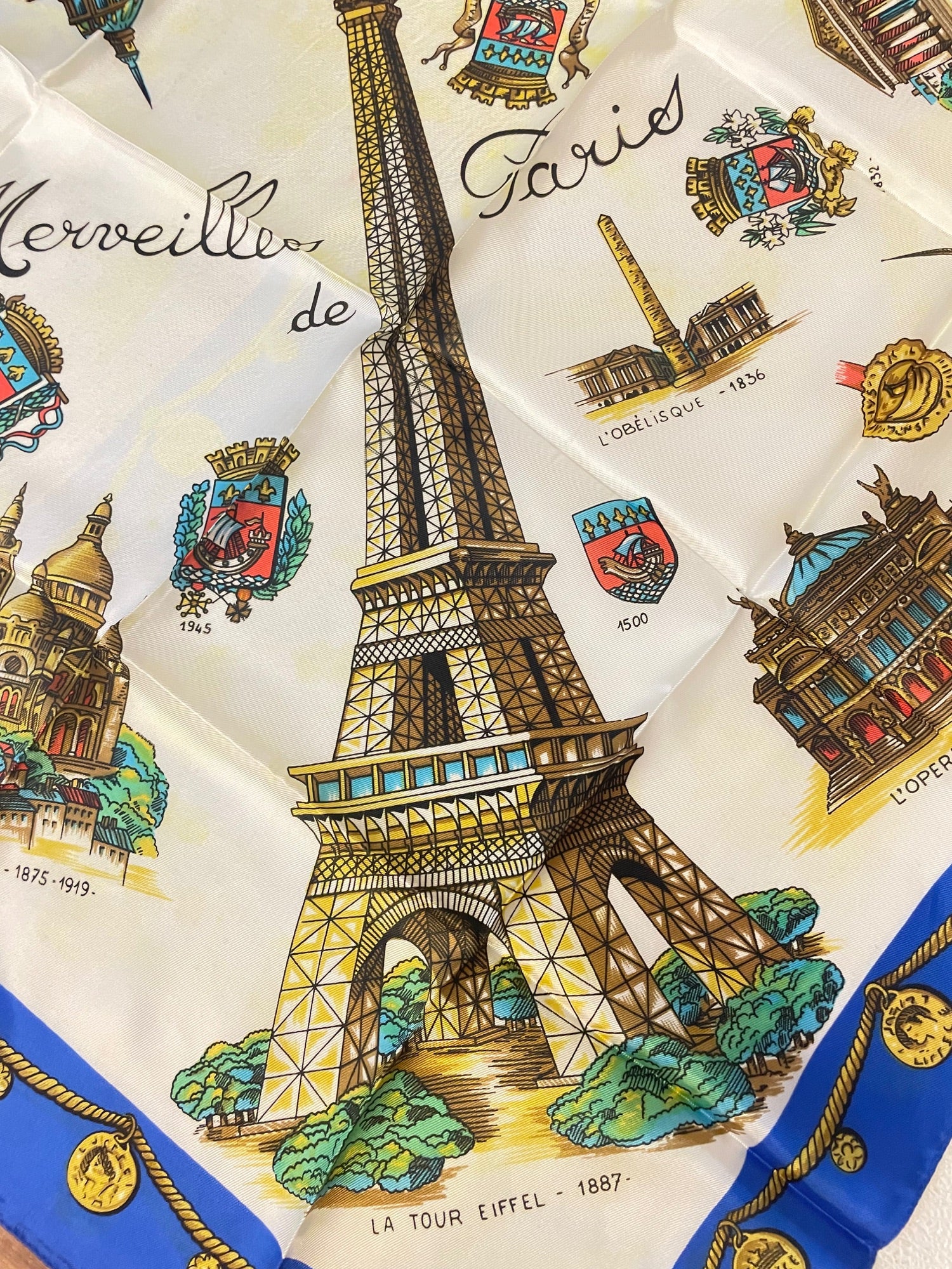 Vintage Merveilles of Paris Scarf Eiffel Tower Paris Landmarks | Shop ...