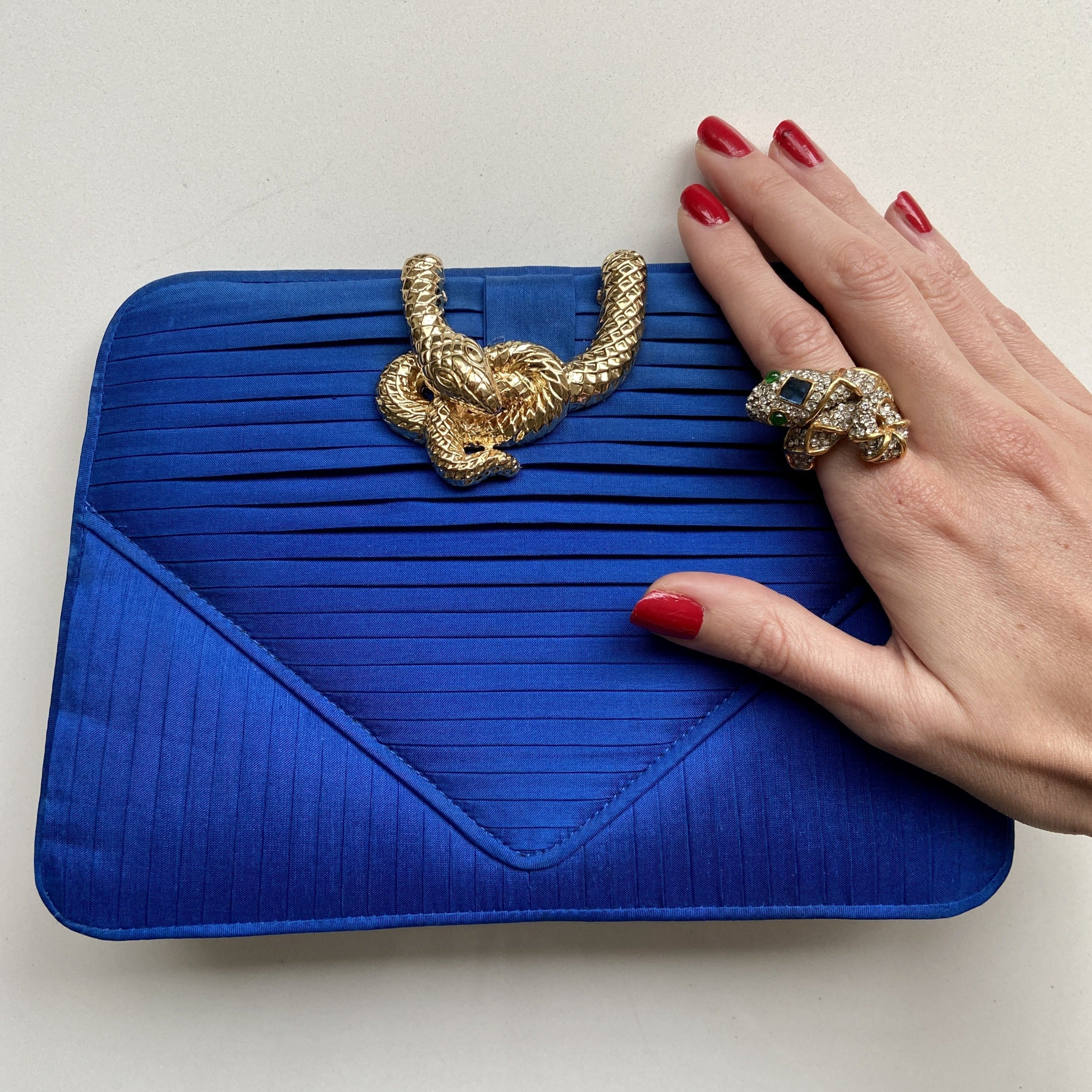 Vintage 80s Azure Blue Silk Snake Statement Purse by Jim Thompson ...