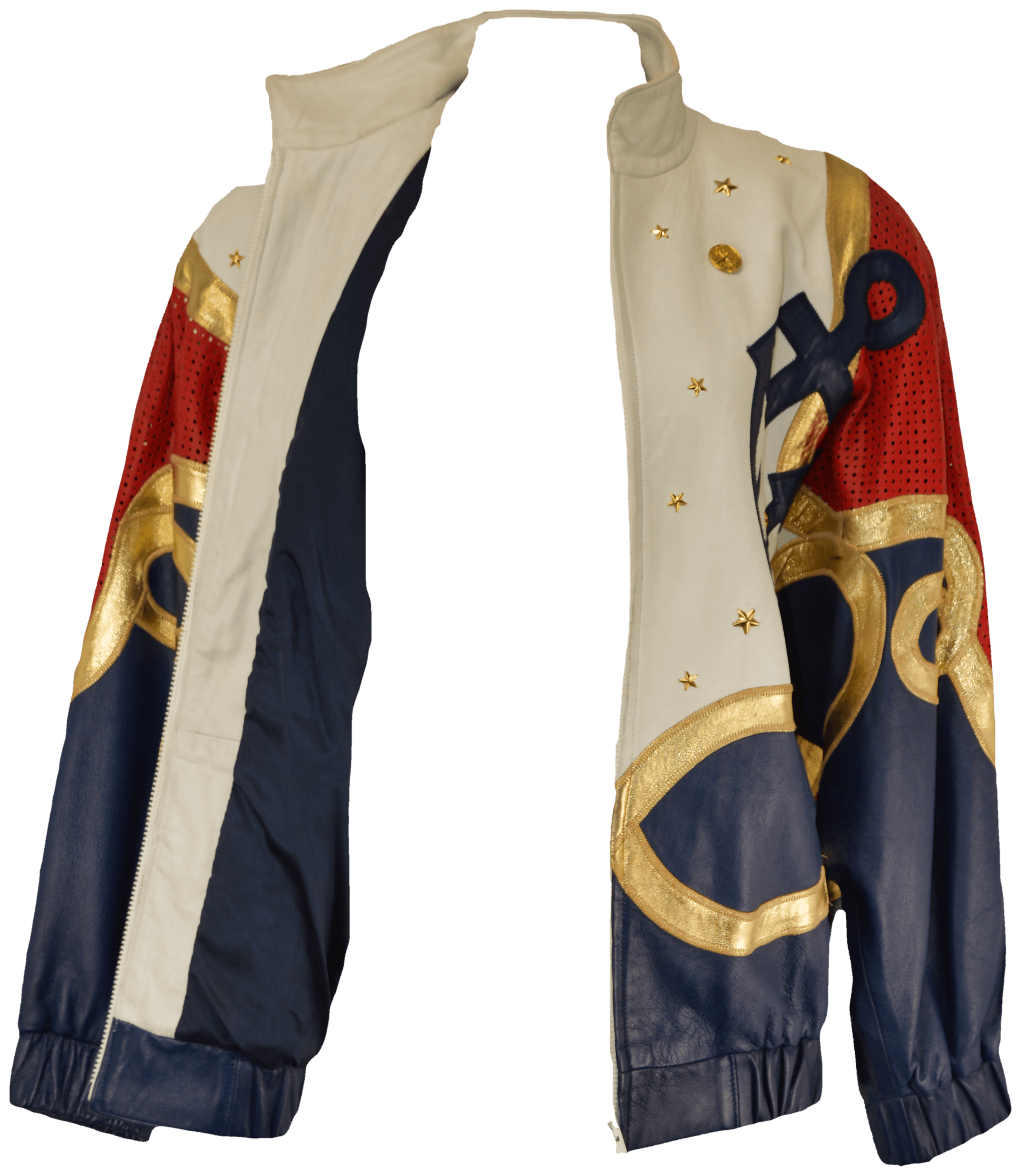 Vintage Nautical Red, White, and Blue Leather Jacket by Lillie Rubin ...