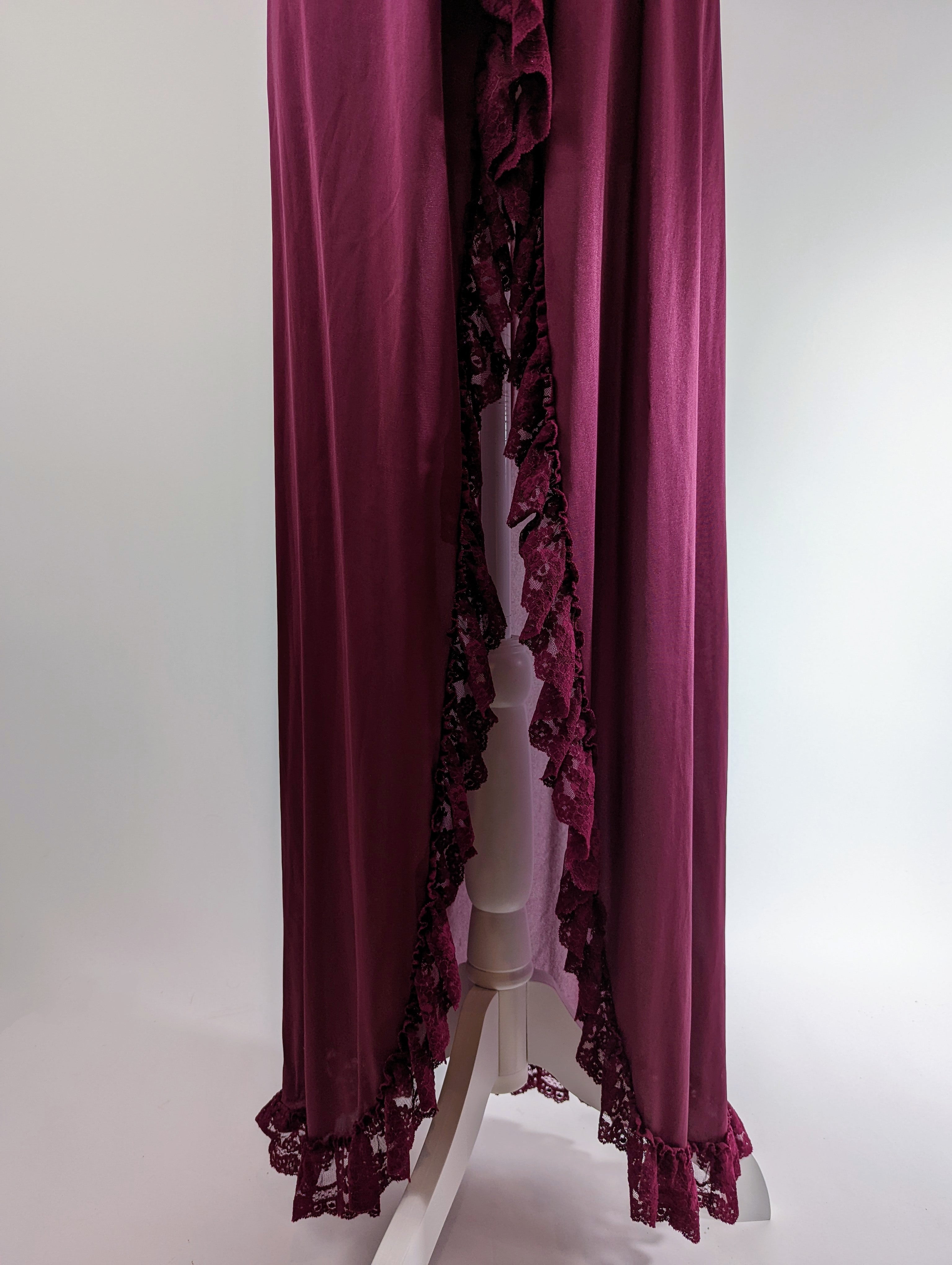 Vintage Burgandy Lace Ruffle Nightgown with Ribbon by Flair | Shop ...
