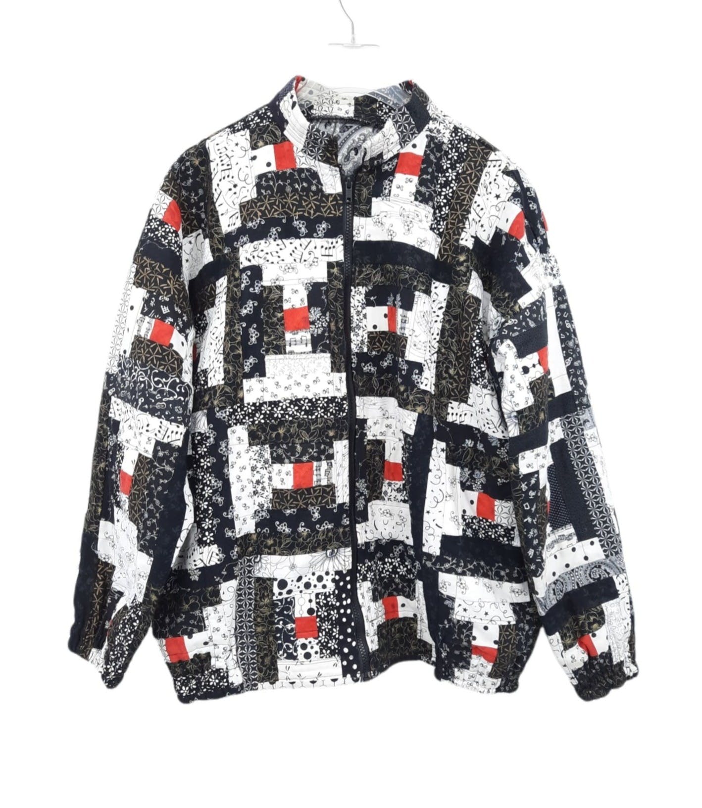 Vintage Vtg 80s 90s Homemade Quilted Patchwork Bomber Jacket Music ...