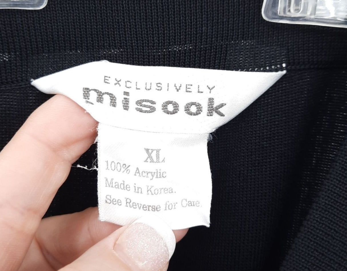 Vintage 90s Exclusively Misook Solid Black Luxe Rayon Knit Pants Pull ...