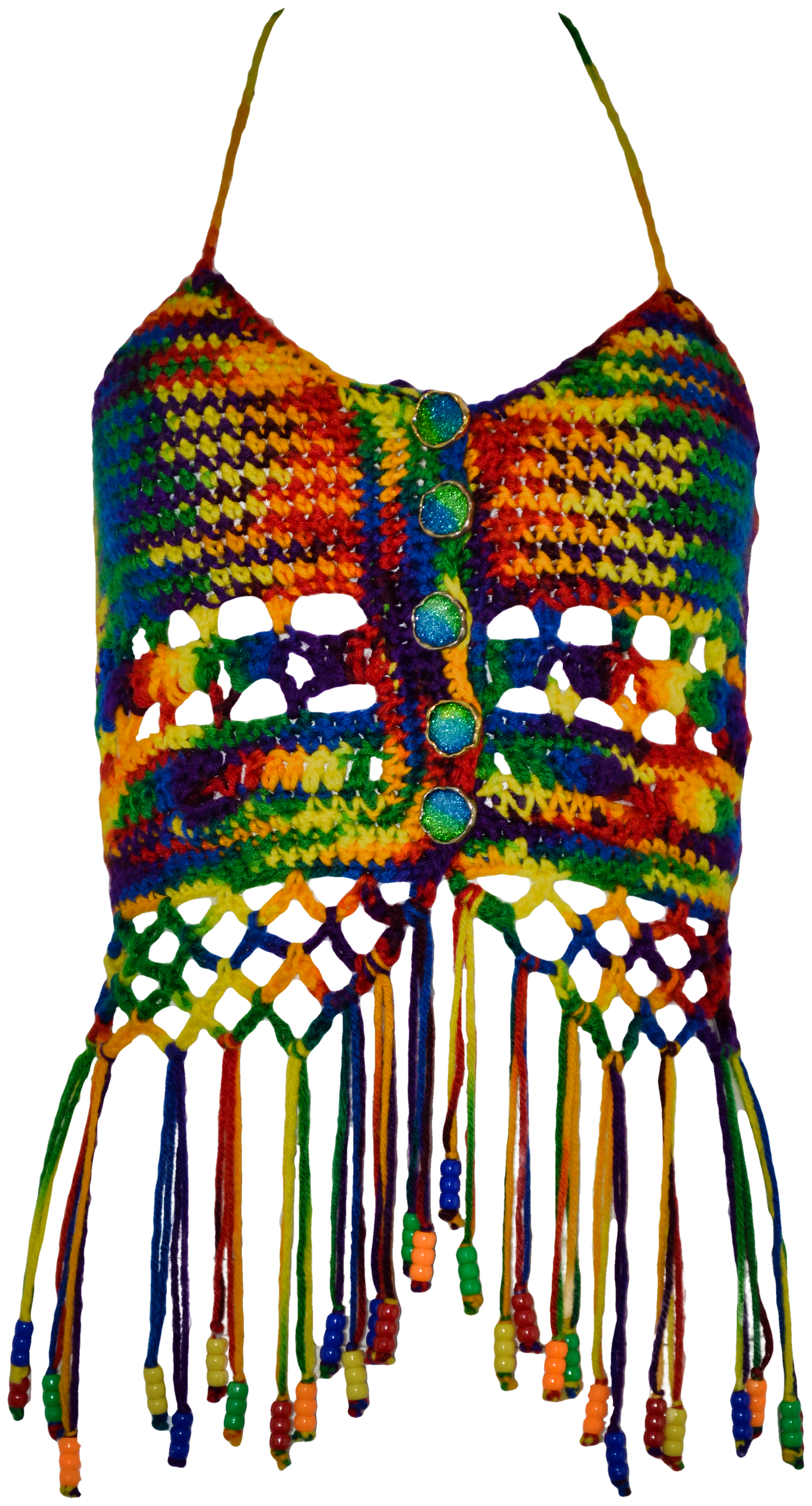 Vintage Rainbow Knit Halter with Fringe | Shop THRILLING