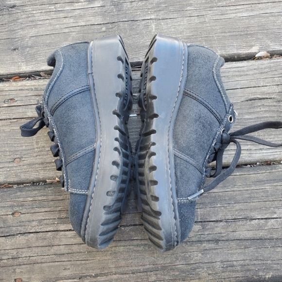 Vintage 90s 00s Skechers Black Suede Leather Platform Wedge Lace-Up Sn ...