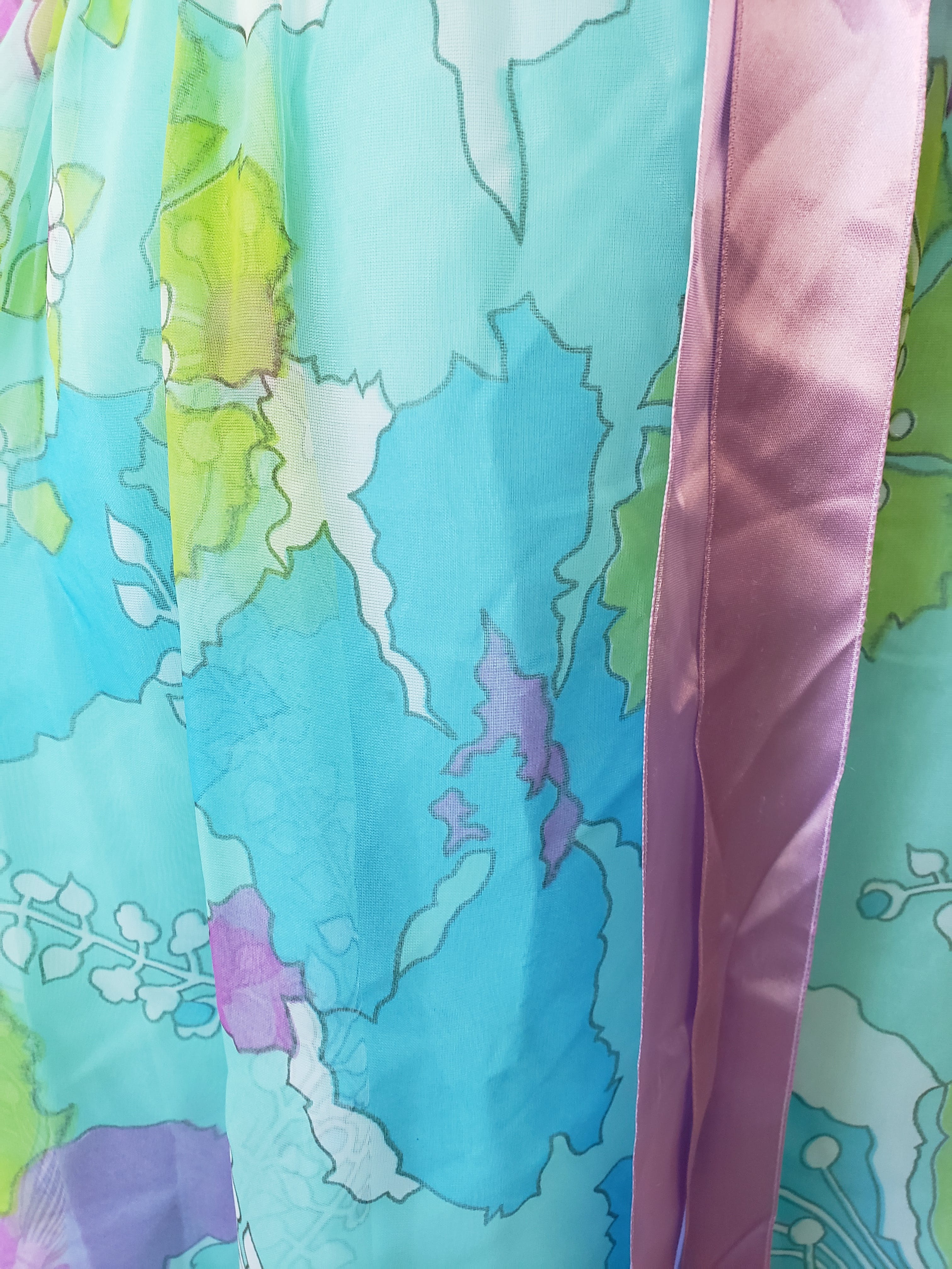 Vintage Aqua Green and Purple Floral Ruffled Maxi Dress | Shop THRILLING