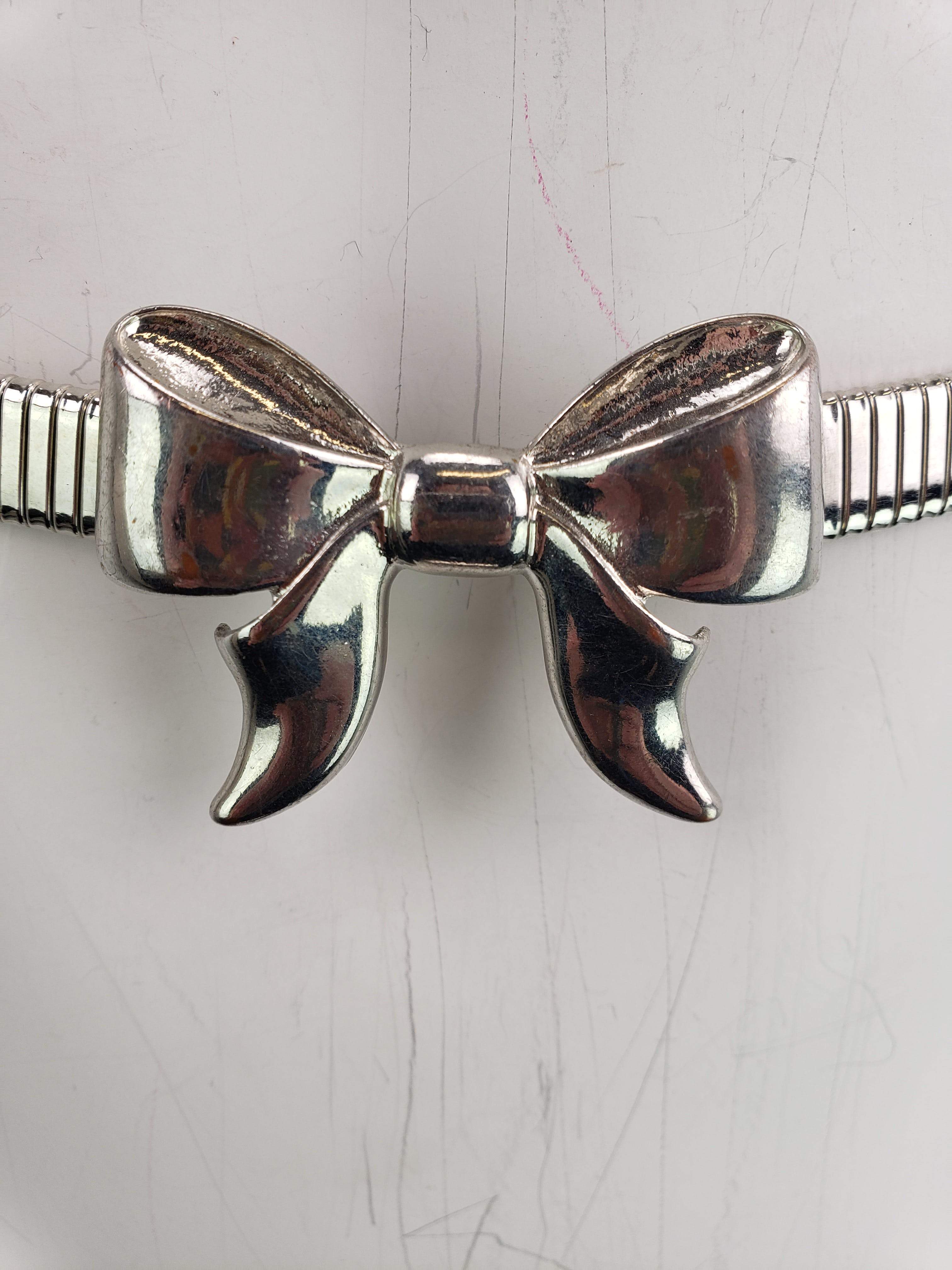 Vintage 80's Silver Elastic Belt with Bow | Shop THRILLING